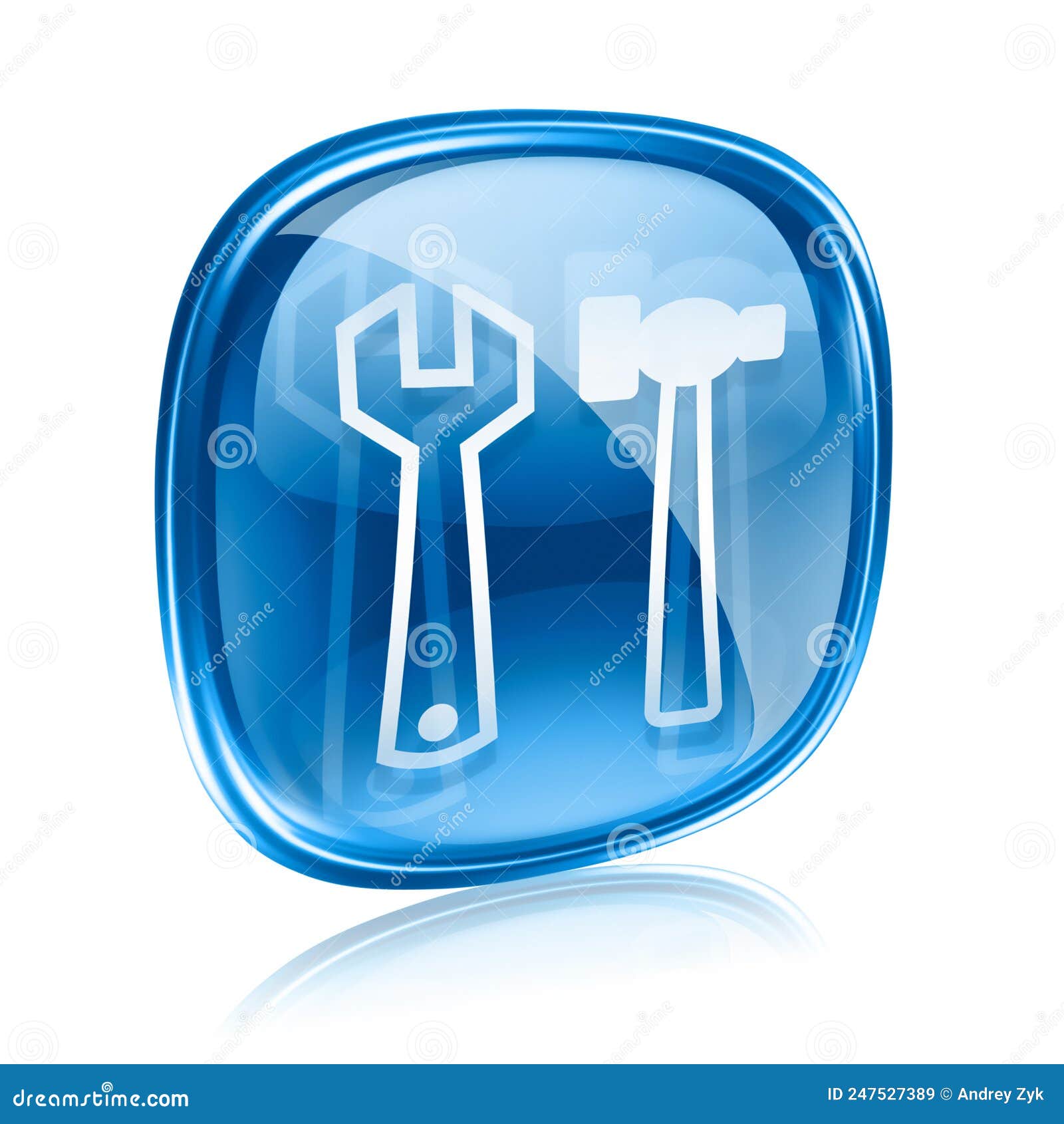 Tools Icon Blue Glass, Isolated Stock Illustration - Illustration of ...