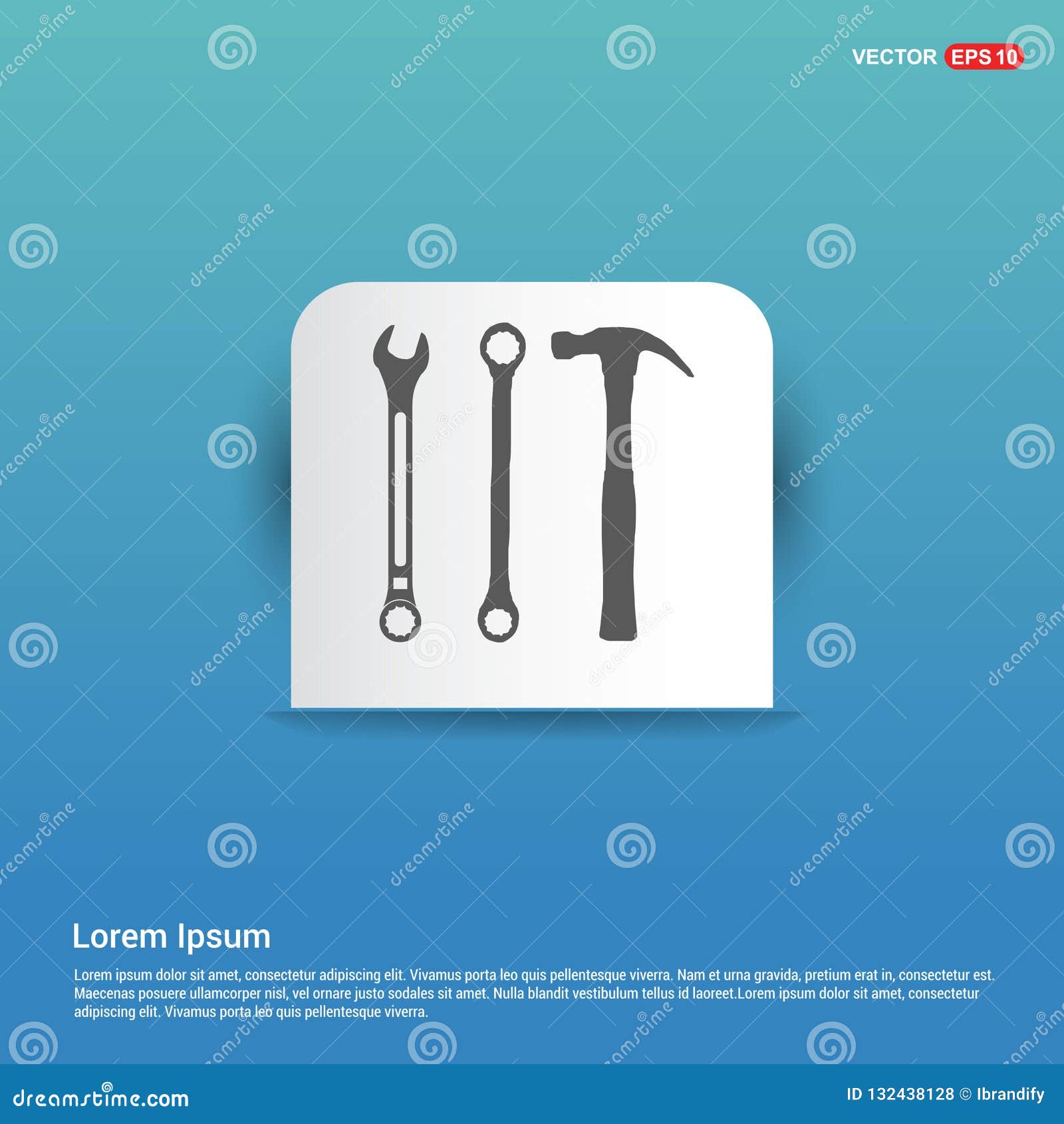 Tools Icon - Blue Sticker Button Stock Vector - Illustration of ...