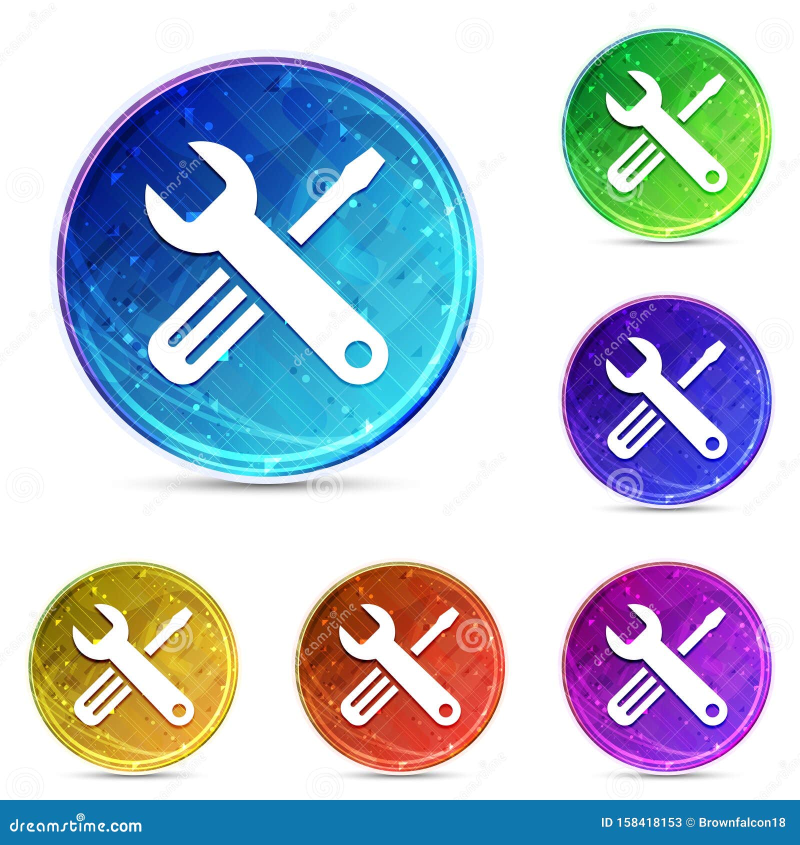 Tools Icon Digital Abstract Round Buttons Set Illustration Stock Vector ...
