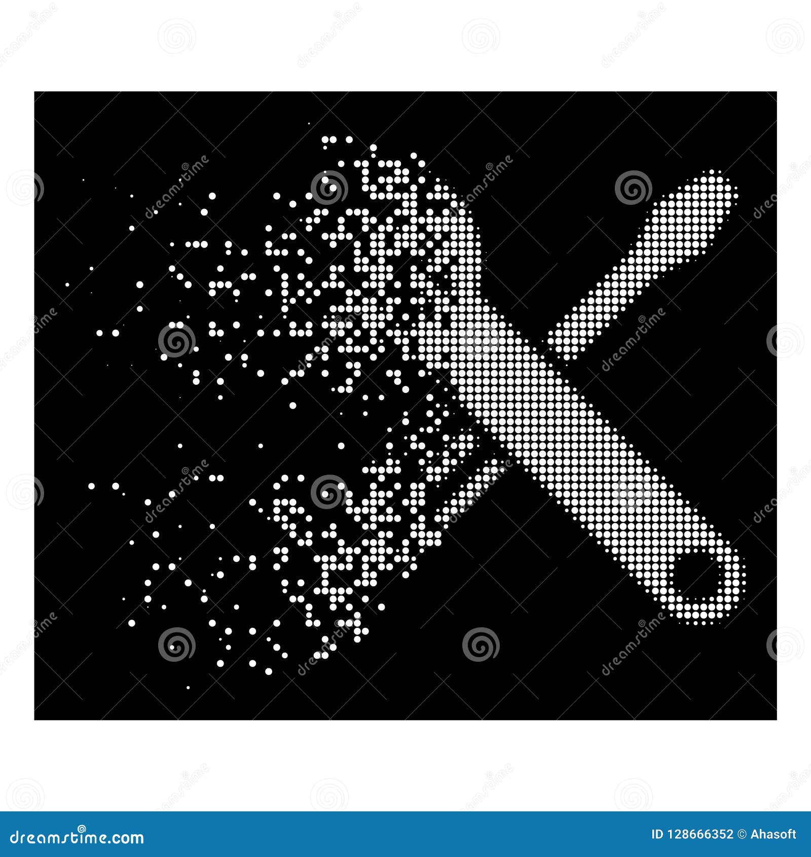 White Dispersed Pixel Halftone Tools Icon Stock Vector - Illustration ...