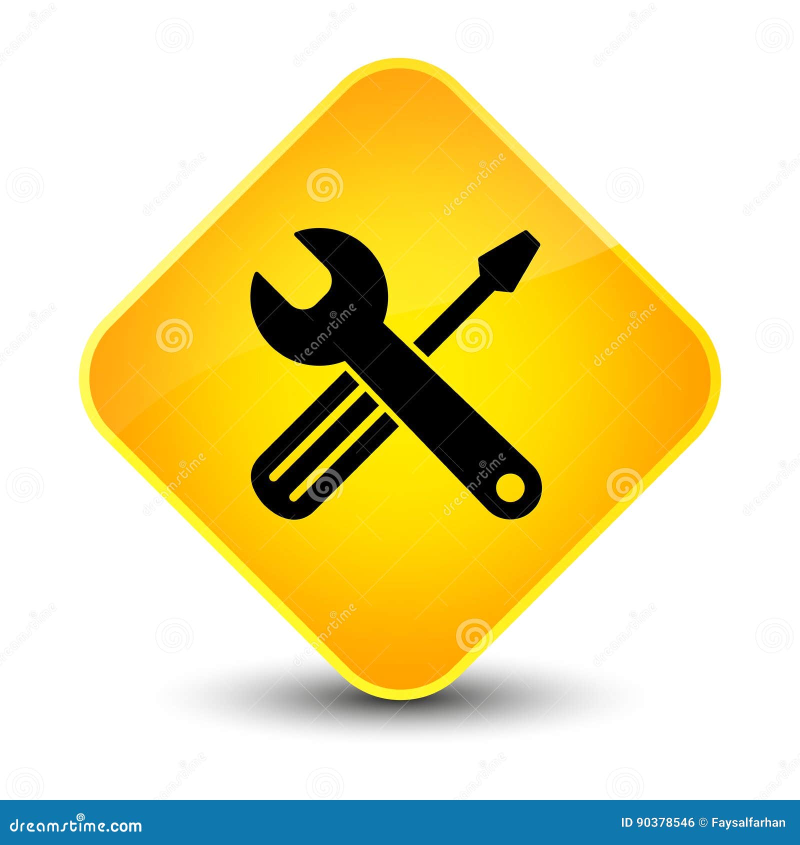 Tools Icon Elegant Yellow Diamond Button Stock Illustration ...