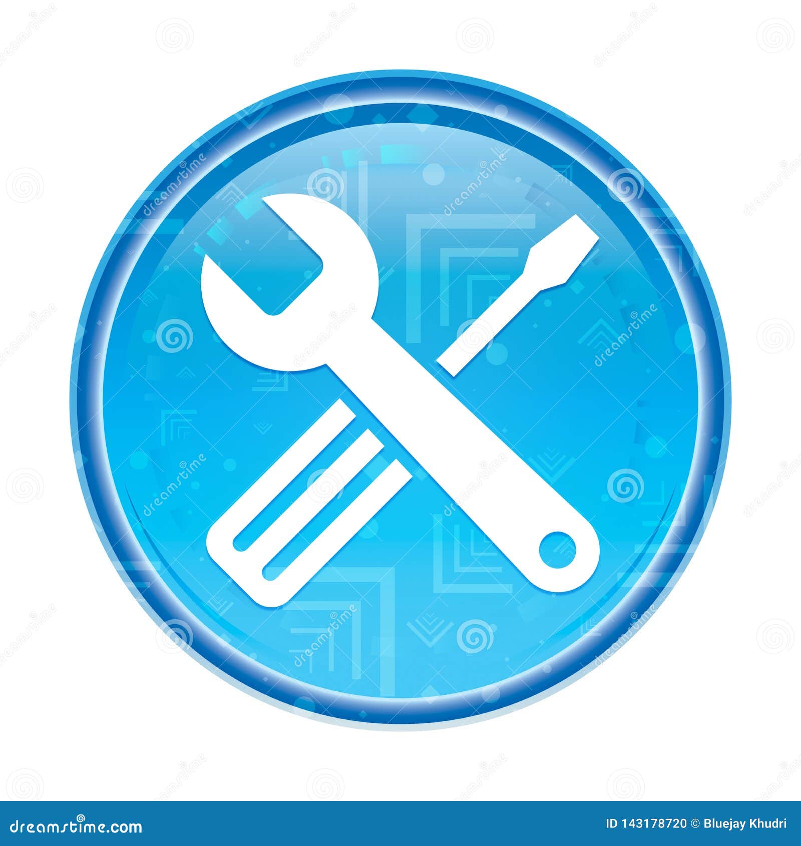 Tools Icon Floral Blue Round Button Stock Illustration - Illustration ...