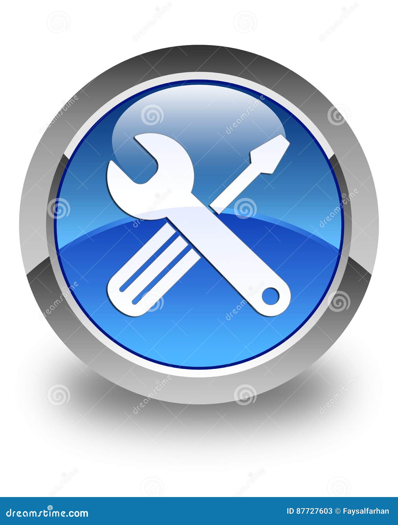 Tools Icon Glossy Blue Round Button Stock Illustration - Illustration ...