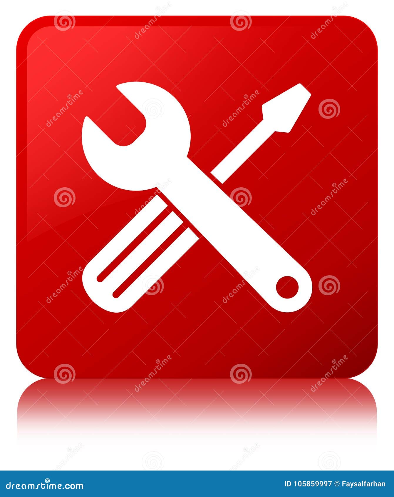Tools Icon Red Square Button Stock Illustration - Illustration of ...