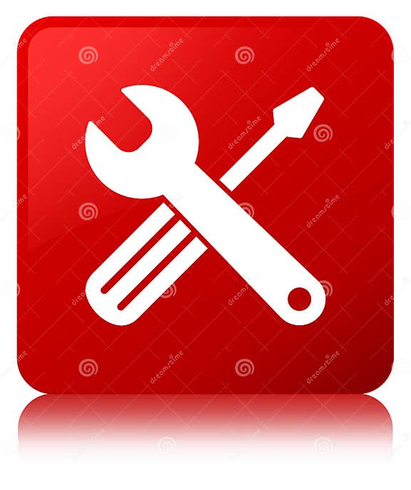 Tools Icon Red Square Button Stock Illustration - Illustration of ...