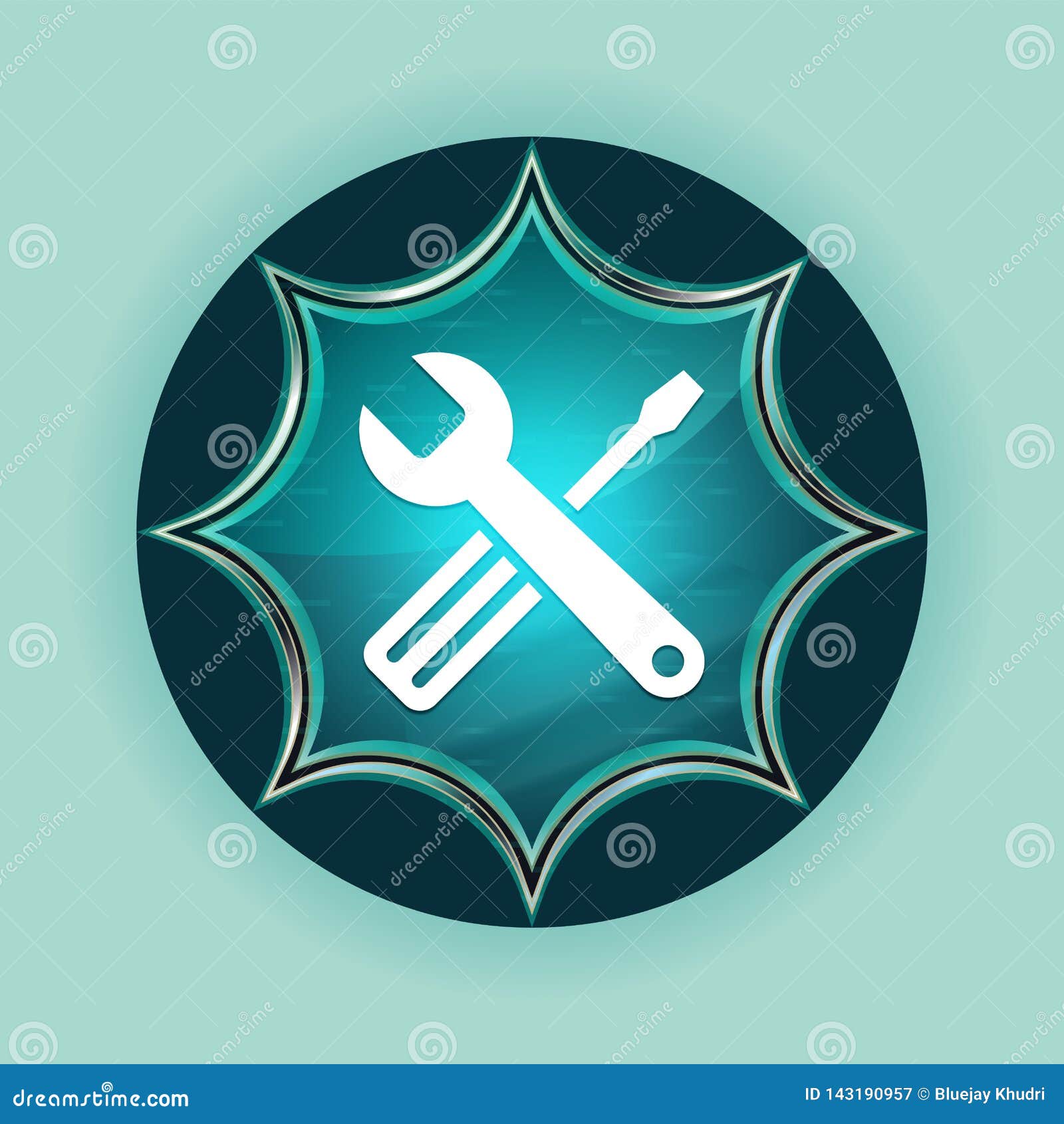 Tools Icon Magical Glassy Sunburst Blue Button Sky Blue Background ...