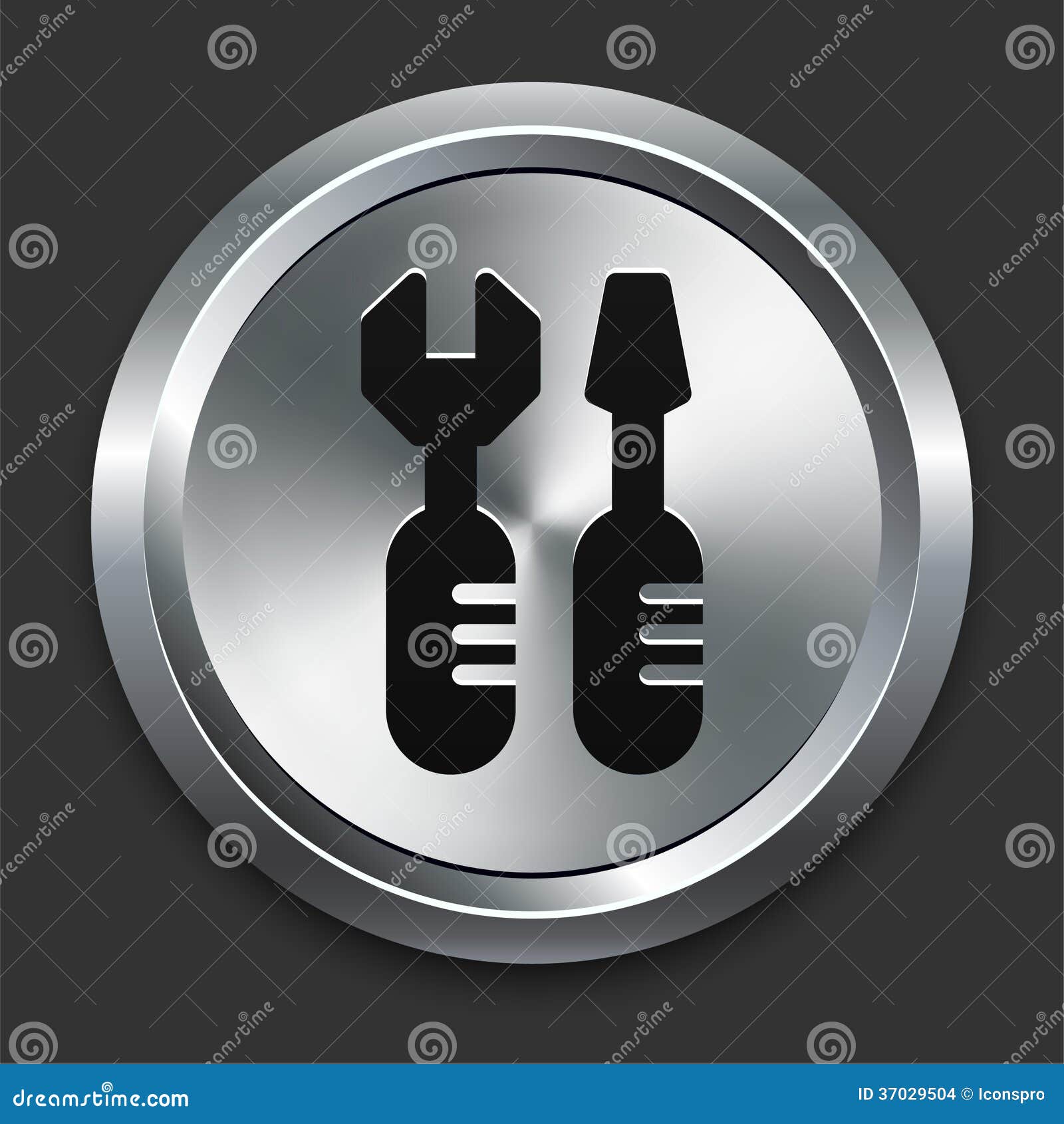 Tools Icon on Metallic Button Collection Stock Illustration ...
