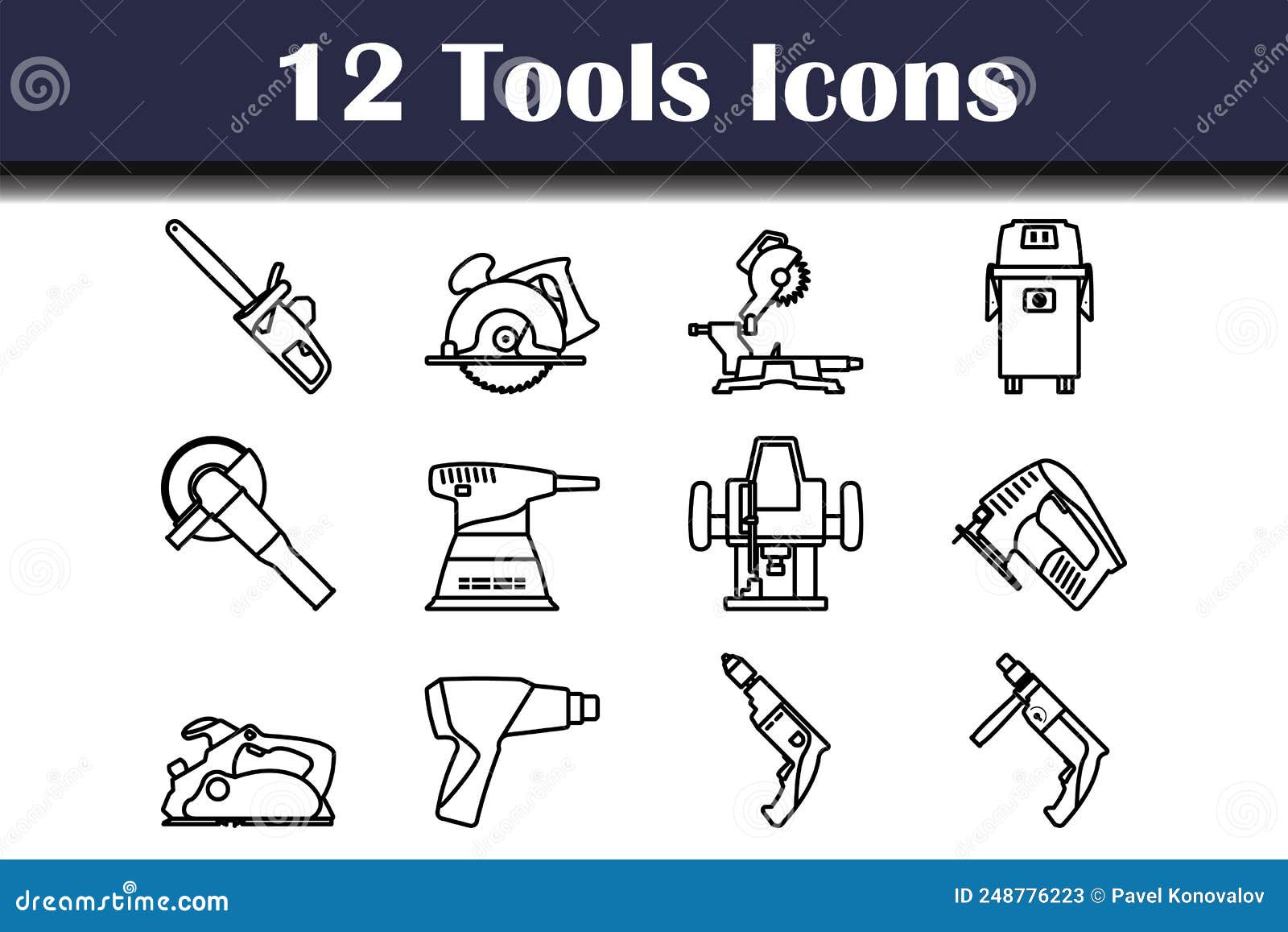Tools Icon Set stock vector. Illustration of jigsaw - 248776223