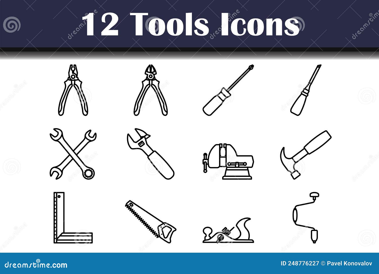 Tools Icon Set stock vector. Illustration of plane, driver - 248776227