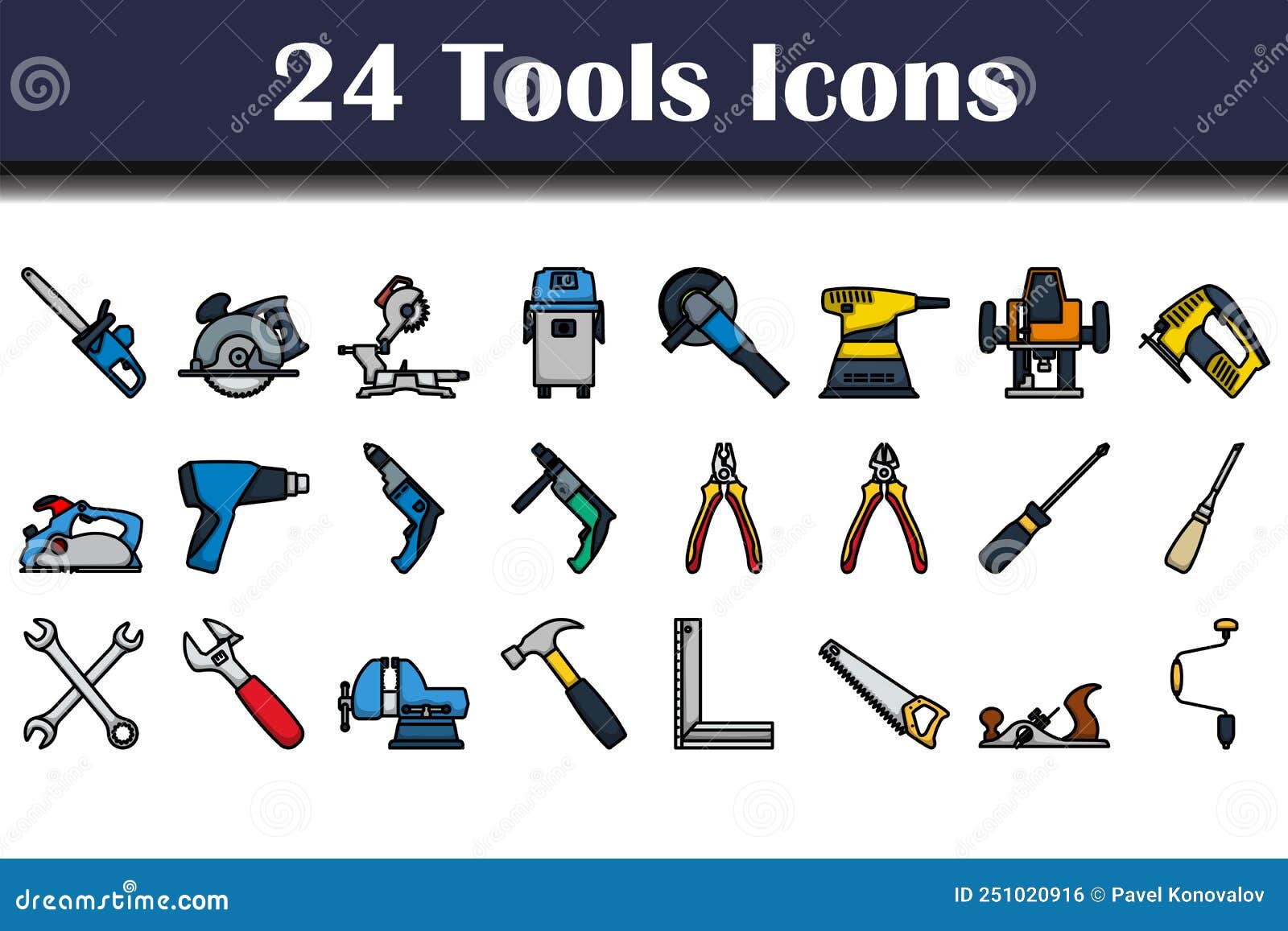 Tools Icon Set stock vector. Illustration of tool, miller - 251020916