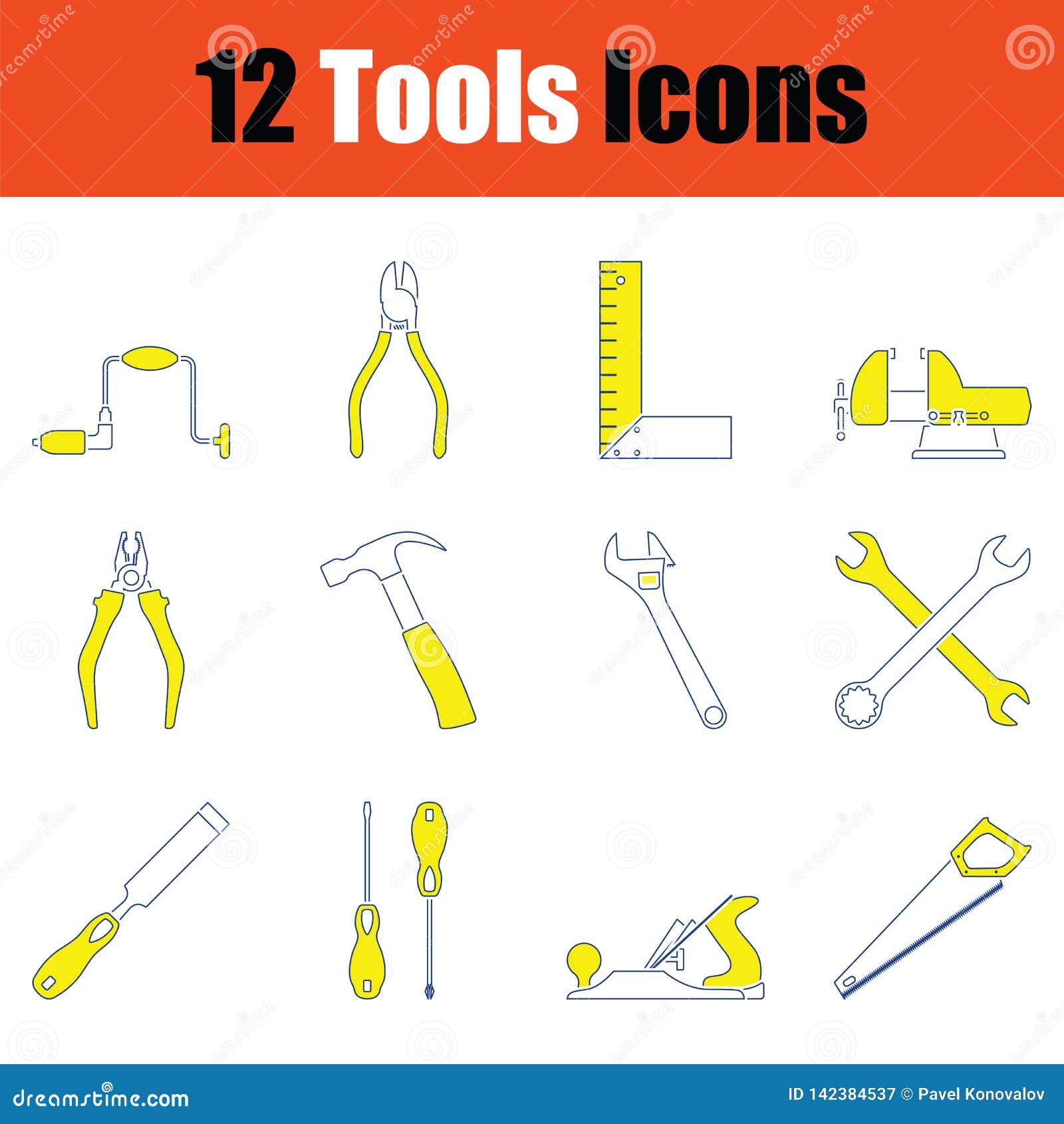 Tools icon set stock vector. Illustration of industry - 142384537