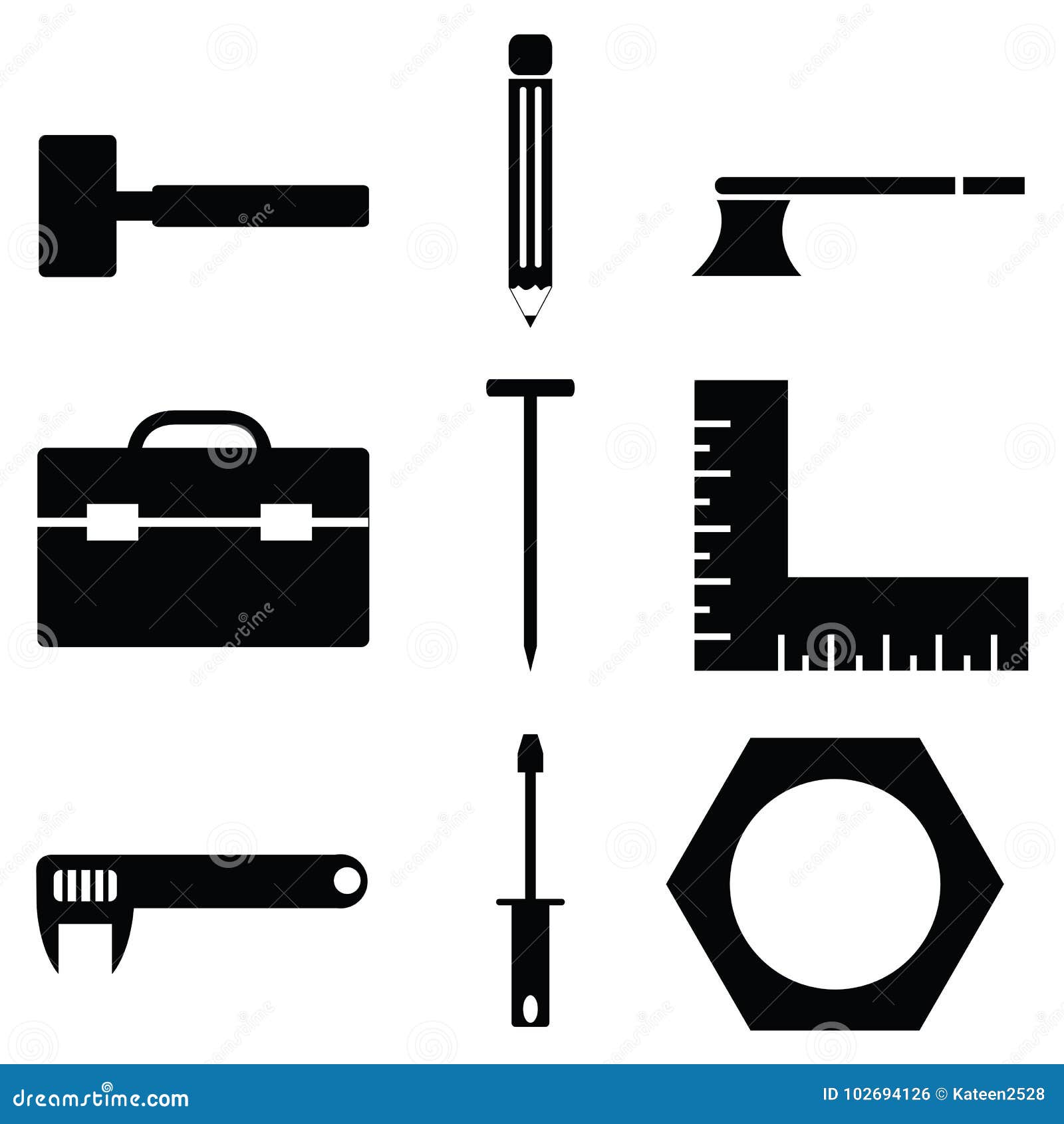 Tools icon set stock illustration. Illustration of icon - 102694126