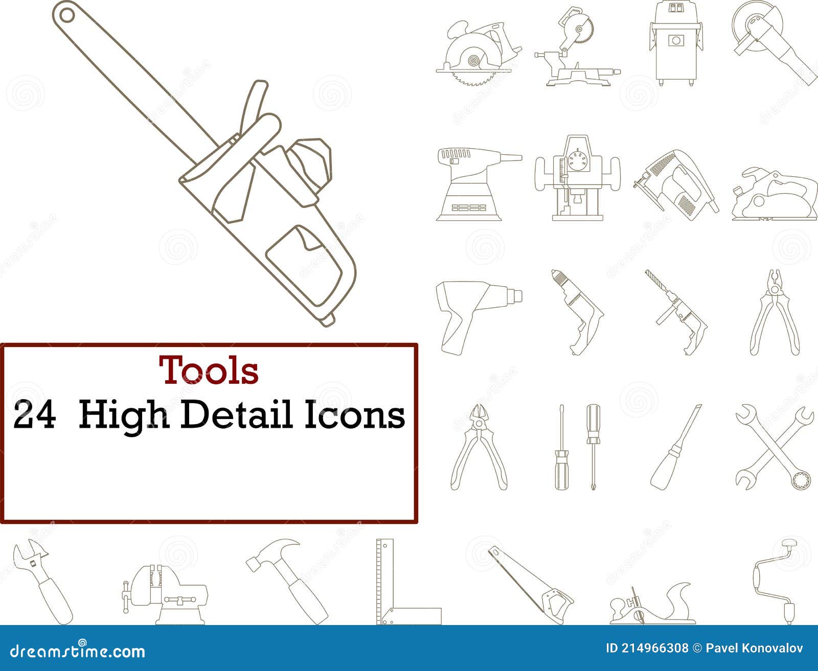 Tools Icon Set stock vector. Illustration of metal, icon - 214966308