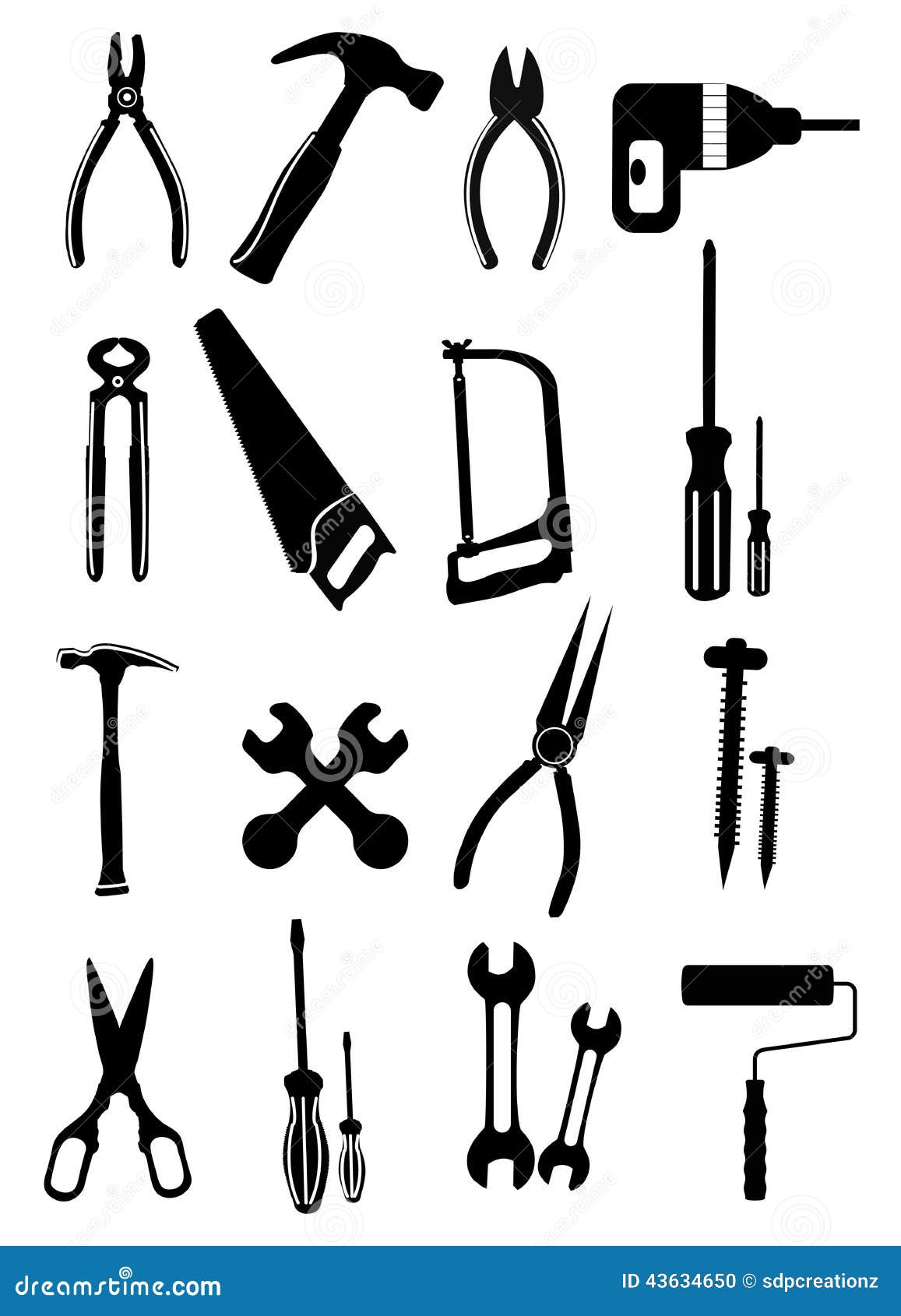 Tools Icon Set stock vector. Illustration of background - 43634650