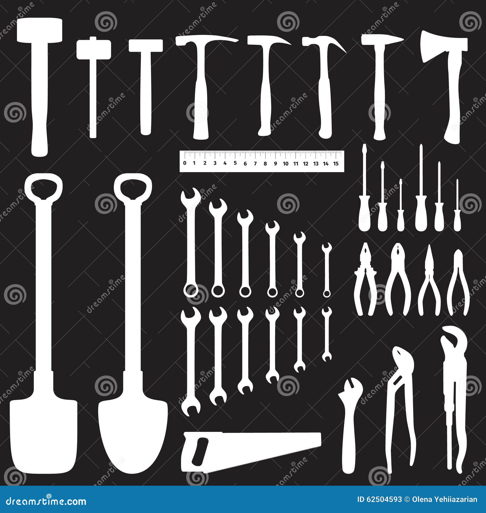 Tools icon silhouette set stock vector. Illustration of graphic - 62504593