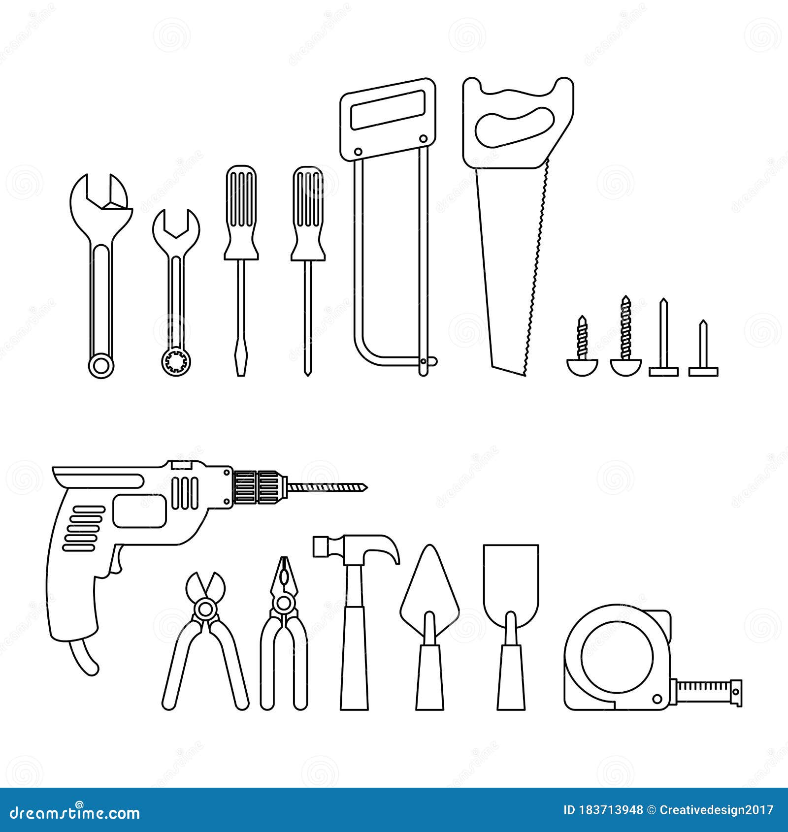 Tools line icons. vector stock vector. Illustration of home - 183713948