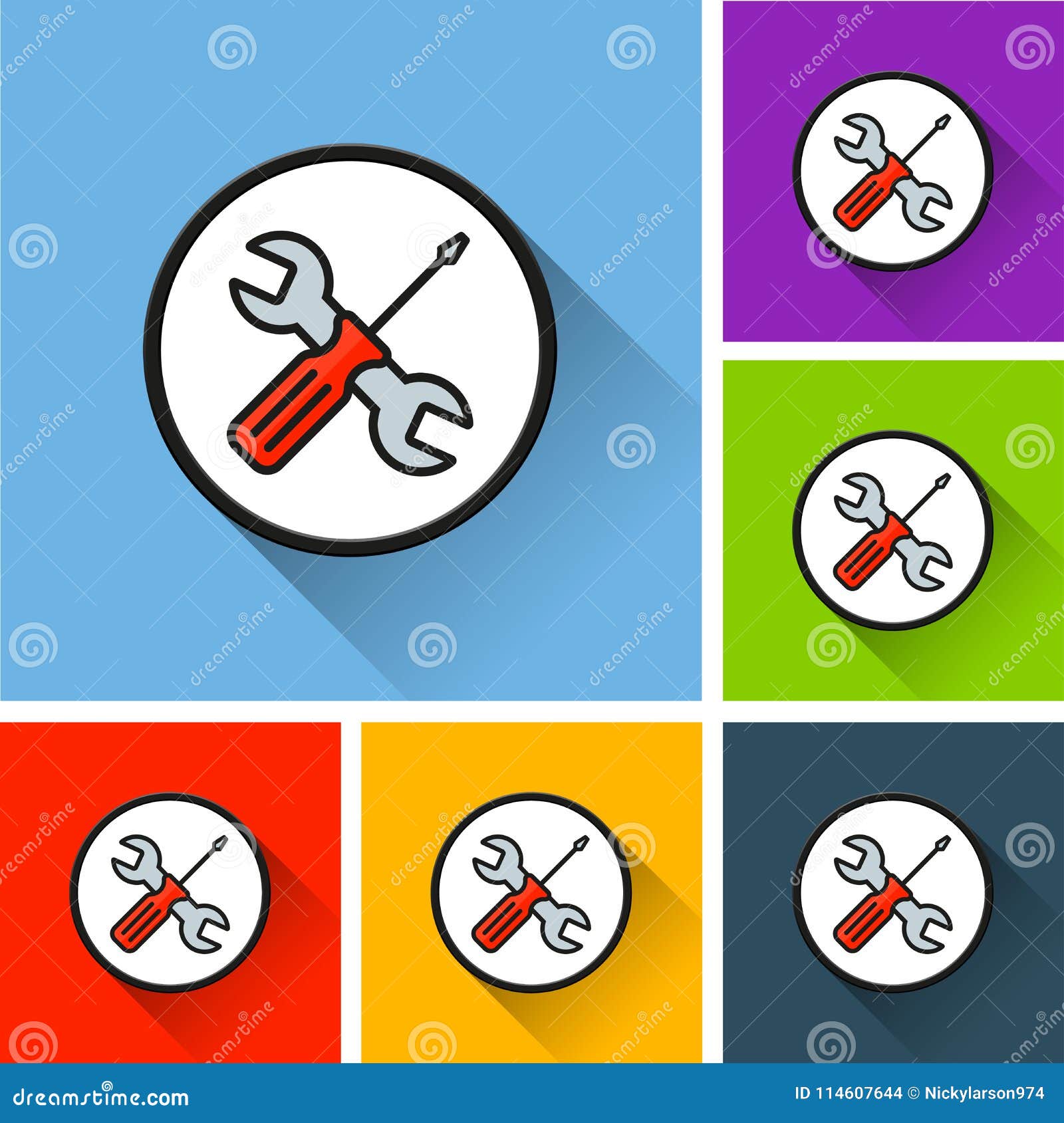 Tools Icons with Long Shadow Stock Vector - Illustration of service ...
