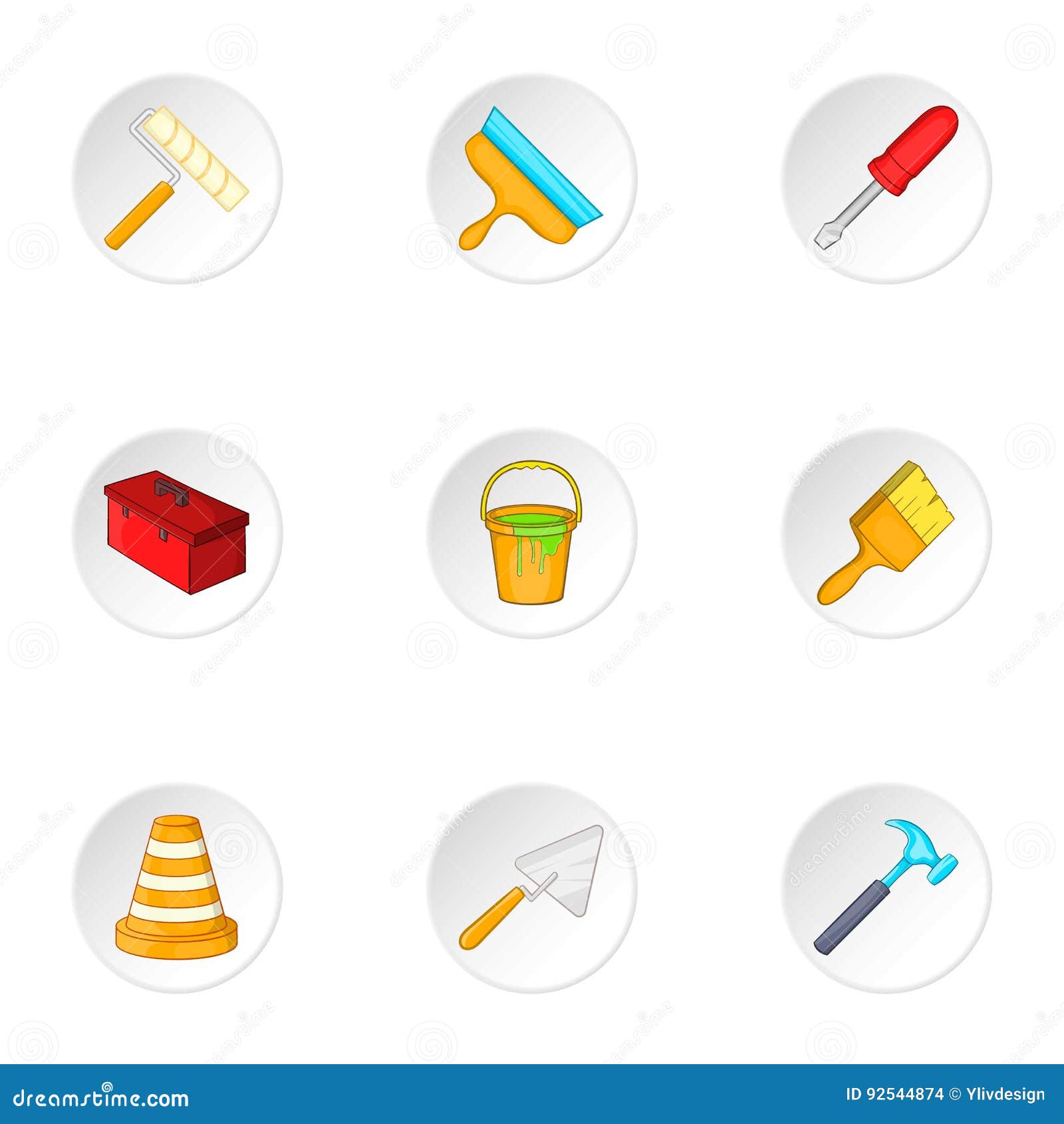 Tools Icons Set, Cartoon Style Stock Vector - Illustration of filling ...