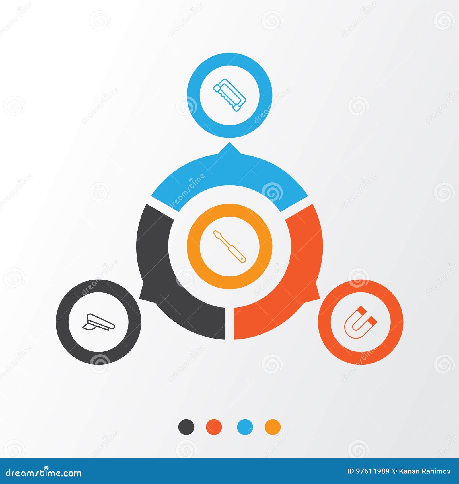 Tools Icons Set. Collection of Cop Cap, Attraction, Turn and Other ...