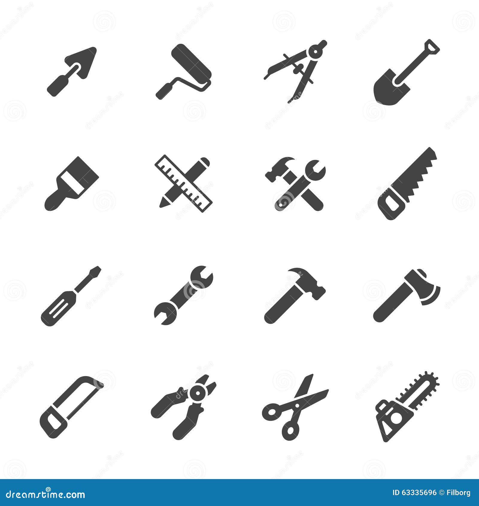 Tools Icons Set stock vector. Illustration of screwdriver - 63335696