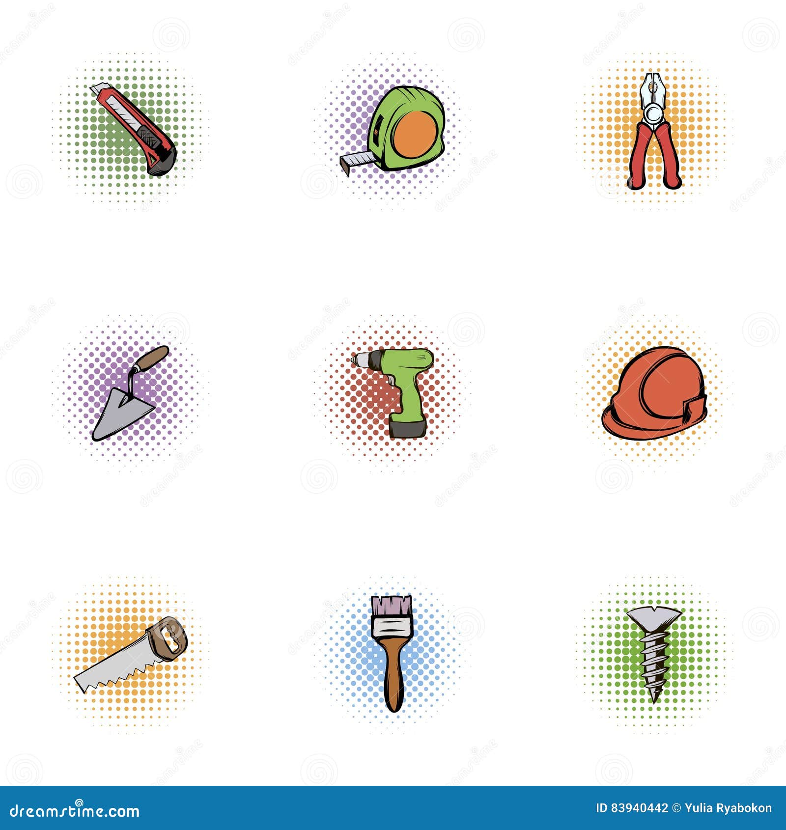 Tools Icons Set, Pop-art Style Stock Vector - Illustration of sign ...