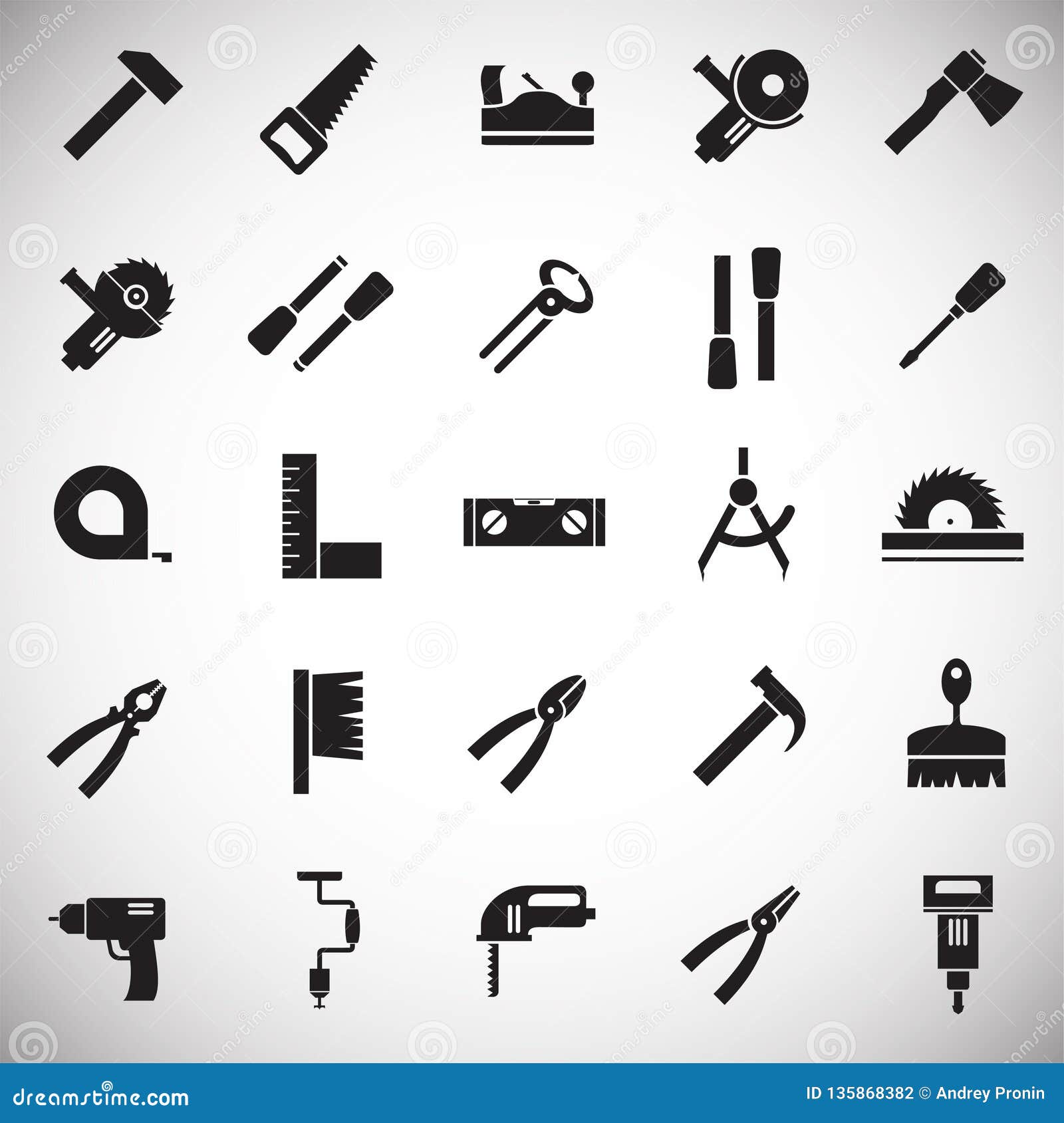 Tools Icons Set on White Background for Graphic and Web Design, Modern ...