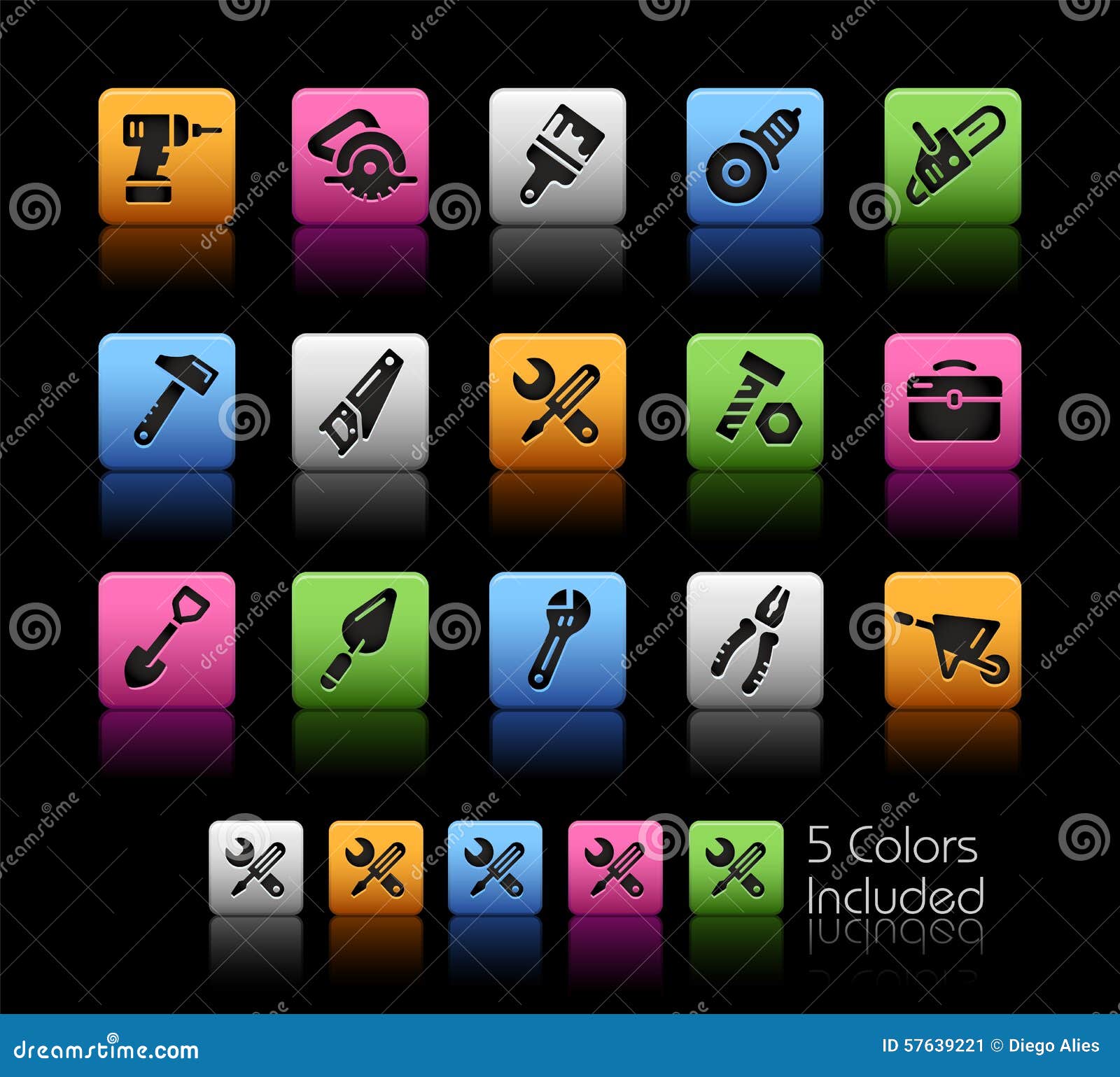 Tools Icons stock vector. Illustration of hardware, buttons - 57639221