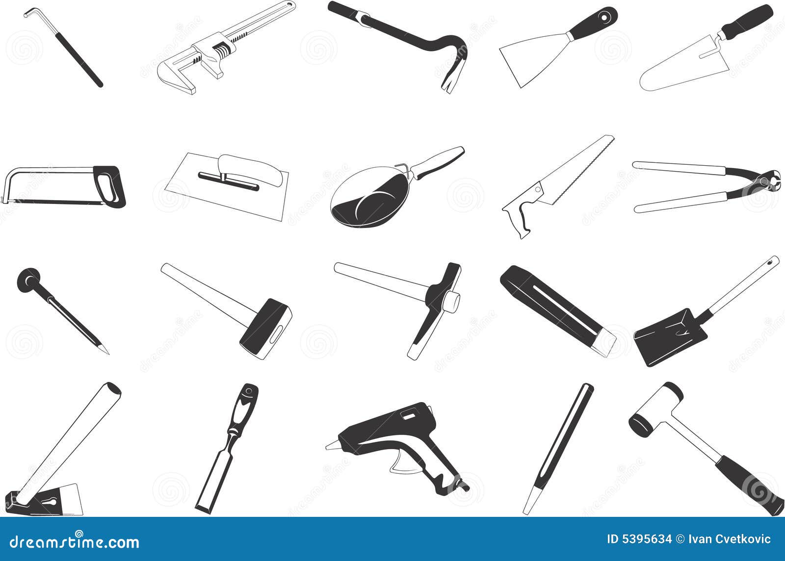Tools illustrations stock vector. Illustration of collection - 5395634