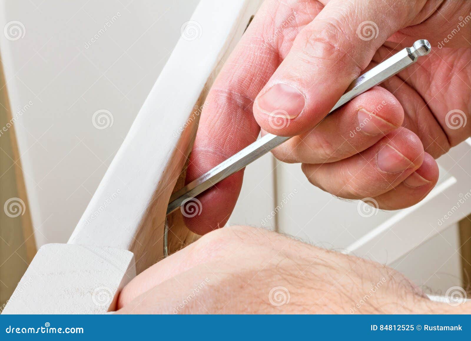 Tools, Instructions And Details For Assembly Furniture, Man Hands Stock ...