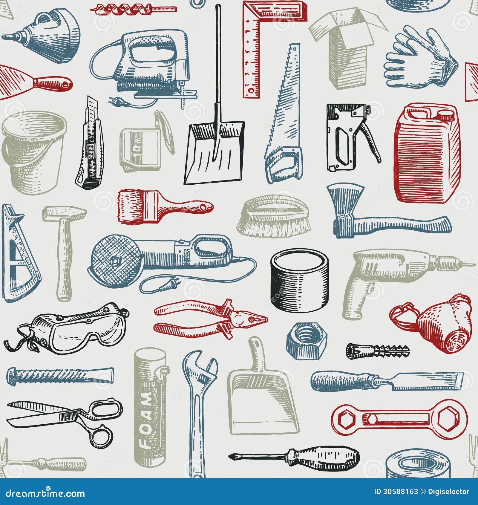 Tools Instruments Seamless Pattern Vector Stock Vector - Illustration ...