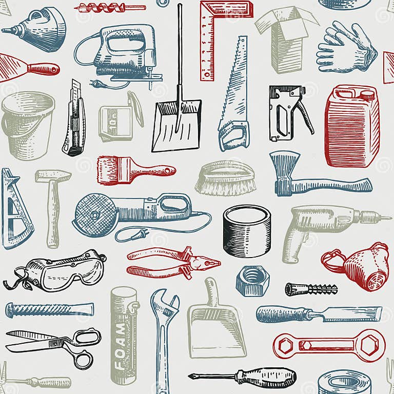 Tools Instruments Seamless Pattern Vector Stock Vector - Illustration ...