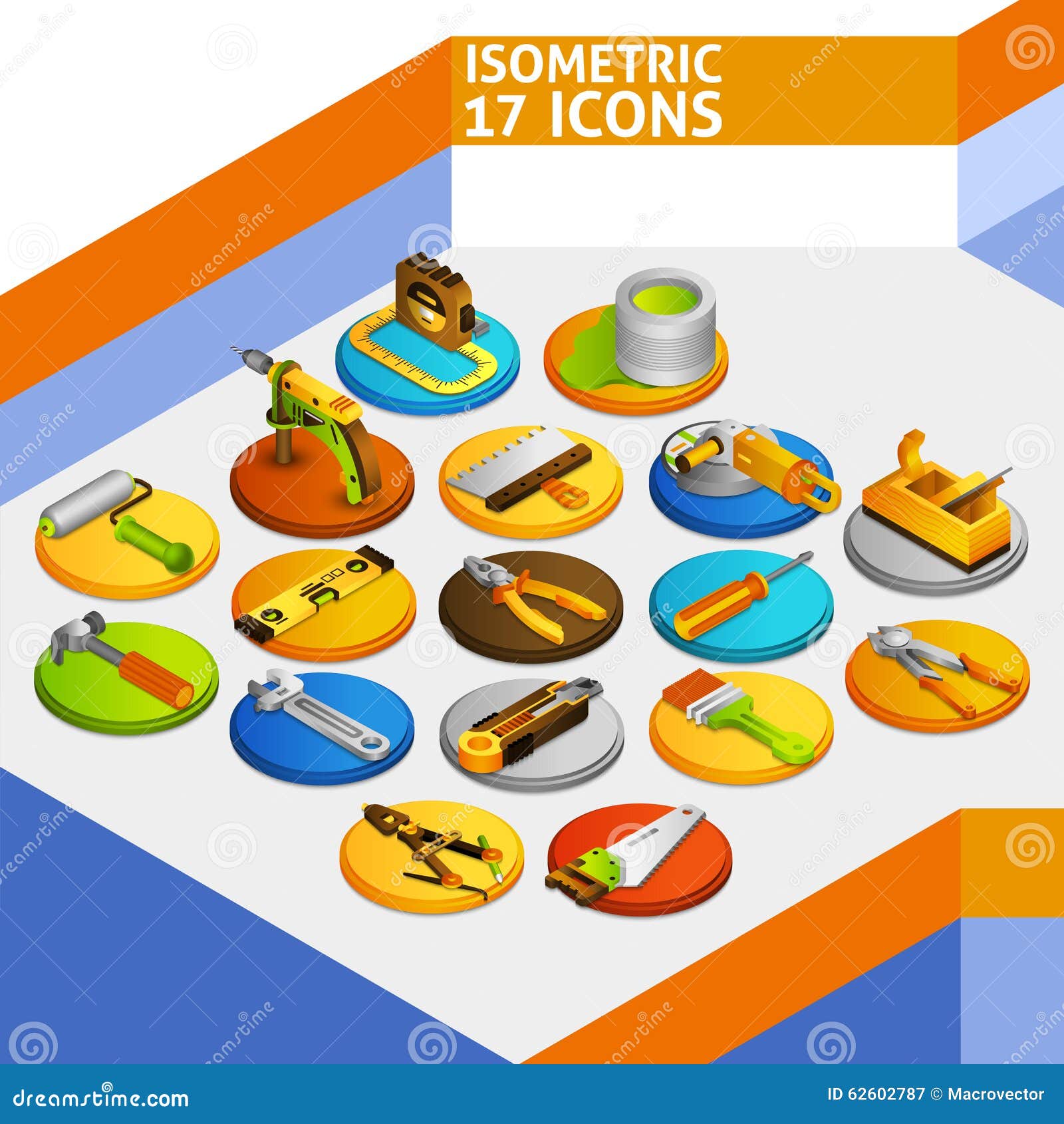 Tools Isometric Icons stock vector. Illustration of decorative - 62602787