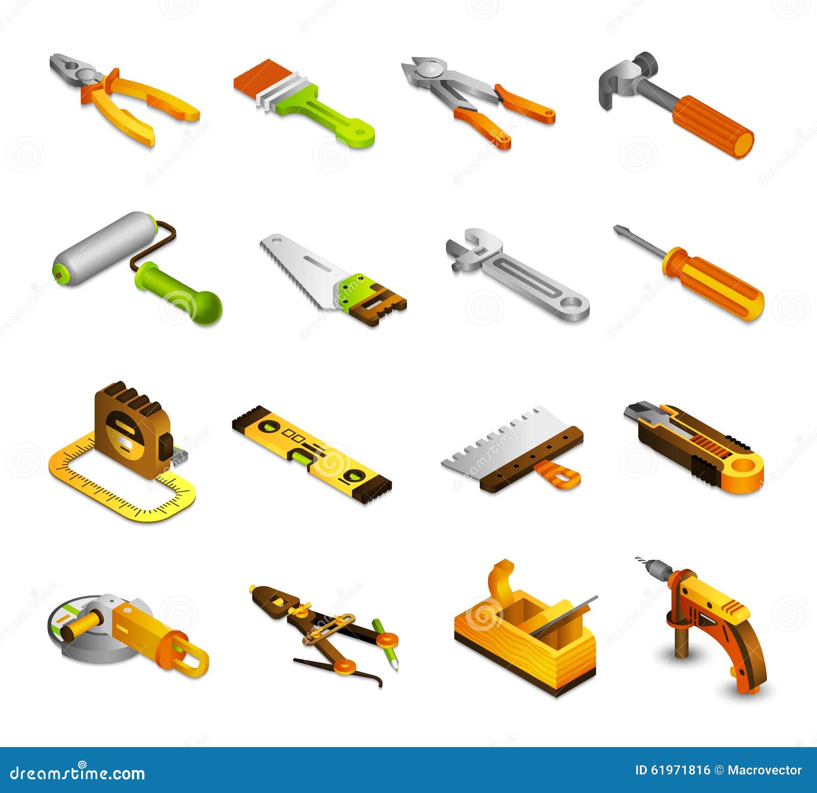 Tools Isometric Icons stock vector. Illustration of cutter - 61971816