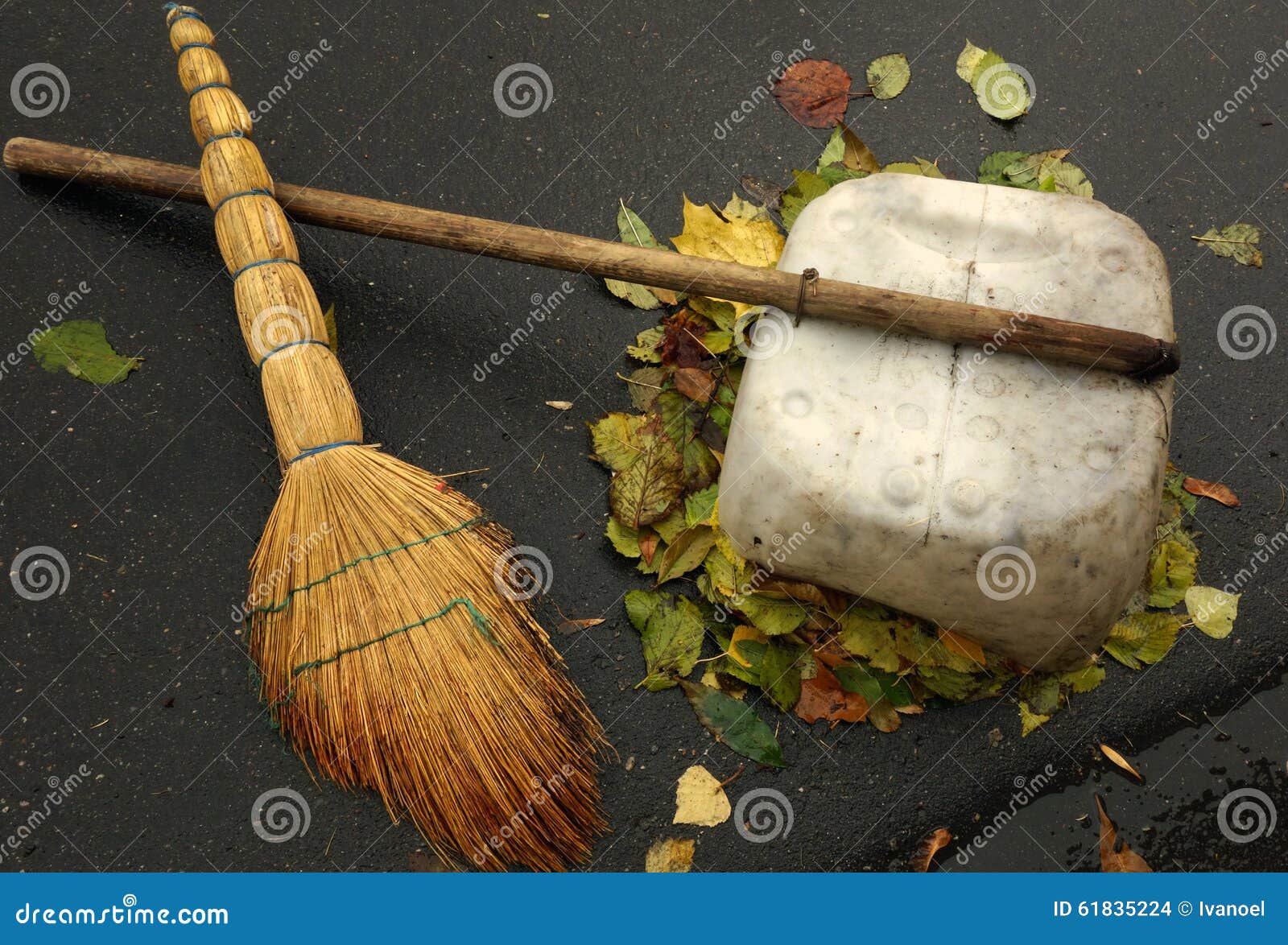 Tools Janitor - Broom and Dustpan Stock Photo - Image of work ...