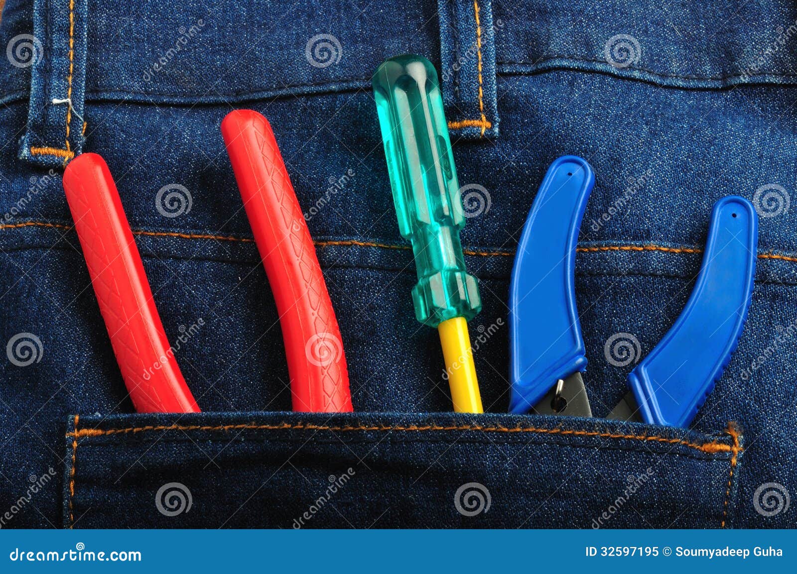 Tools in Jeans Back Pocket 1 Stock Image - Image of handy, jeans: 32597195