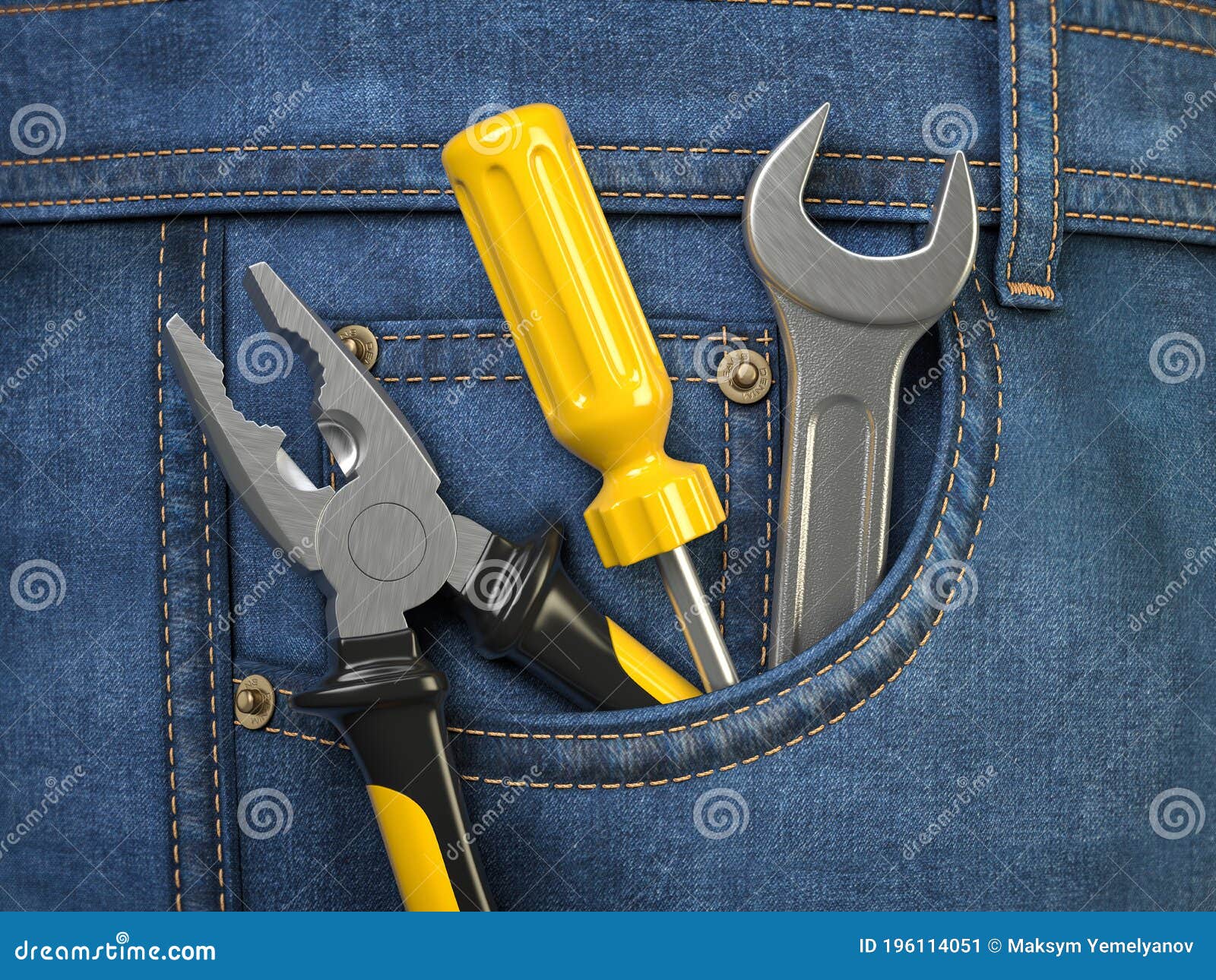 Tools in Jeans Pocket. Service and Engineering Concept Stock ...