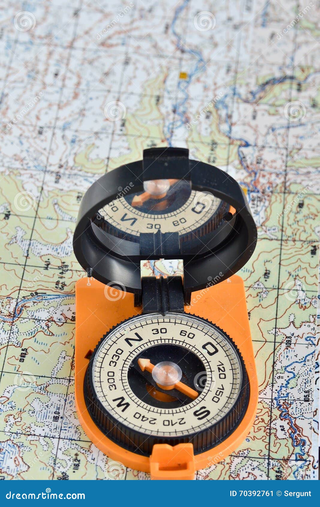 Tools for the Journey - Map and Compass. Stock Image - Image of north ...