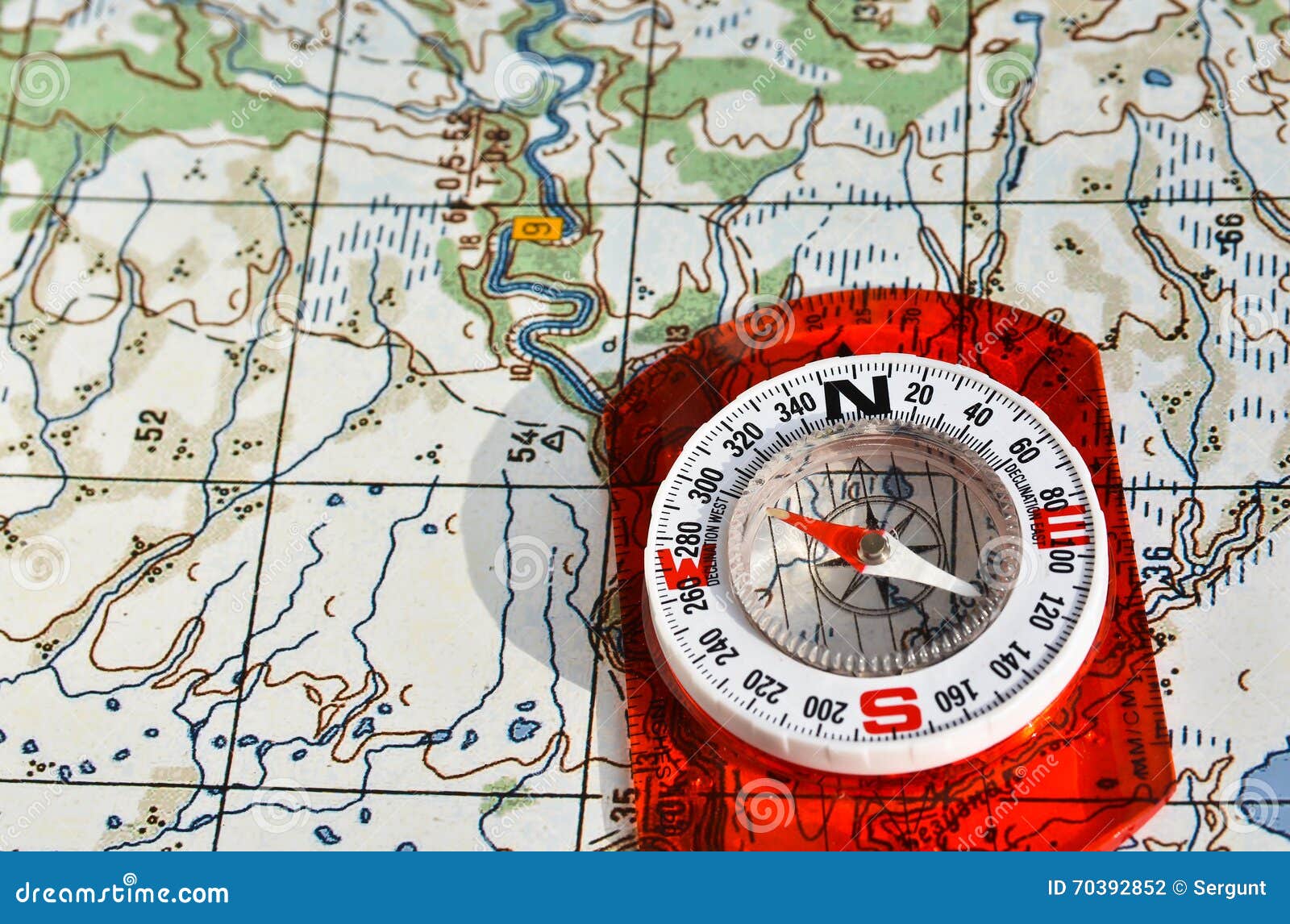 Tools for the Journey - Map and Compass. Stock Photo - Image of lost ...