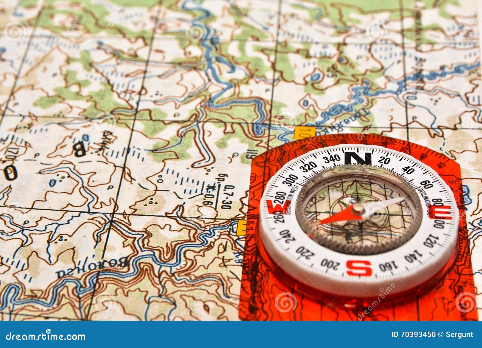 Tools for the Journey - Map and Compass. Stock Photo - Image of ...