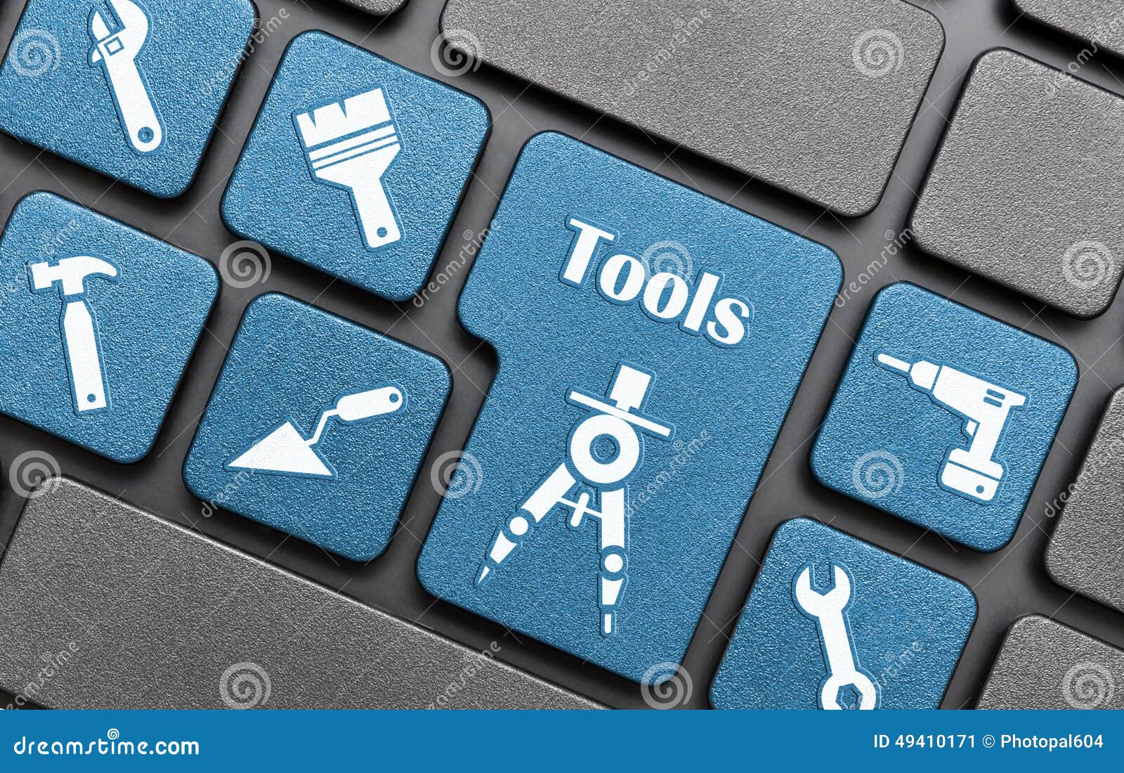Tools key on keyboard stock illustration. Illustration of message ...