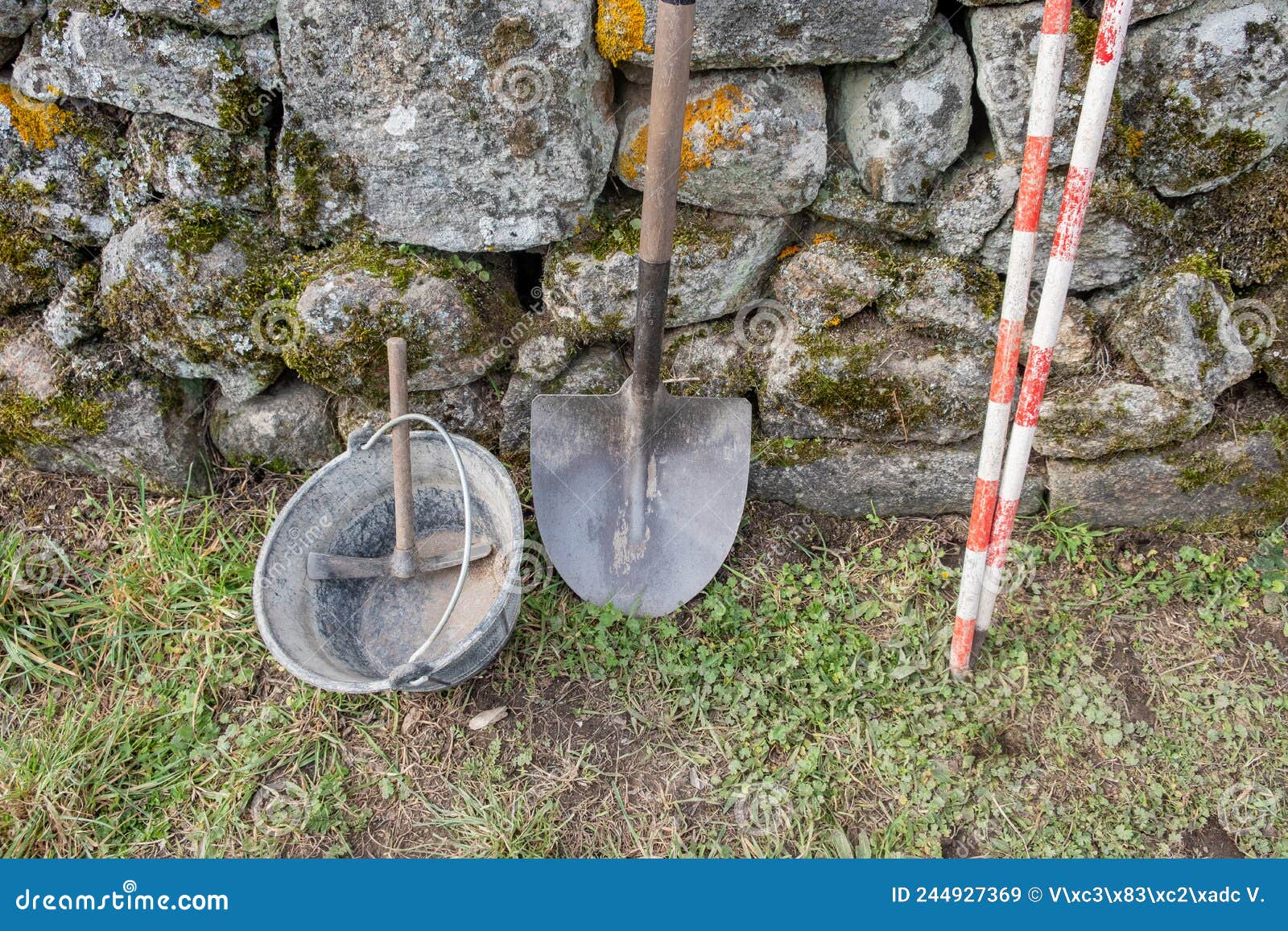 Tools Leaning Against a Wall in an Archaeological Excavation Stock ...