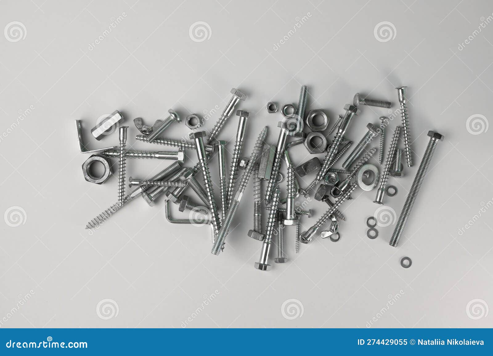 Tools. on a Light Background, Construction and Fasteners, Bolts, Nuts ...