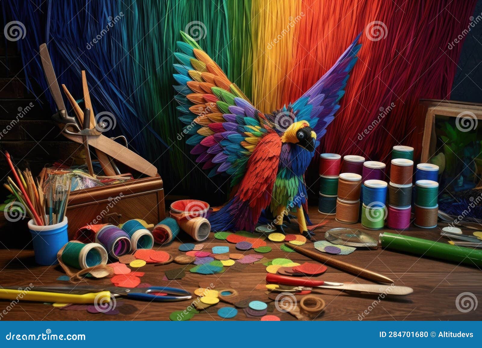 Tools Like Scissors, Glue, Brushes for Pinata Crafting Stock Photo ...