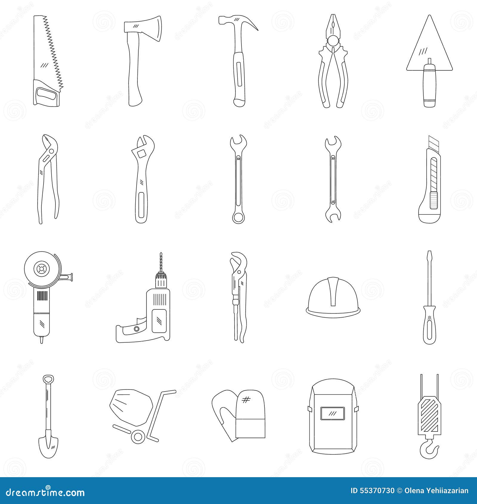 Tools line icon set stock vector. Illustration of lantern - 55370730