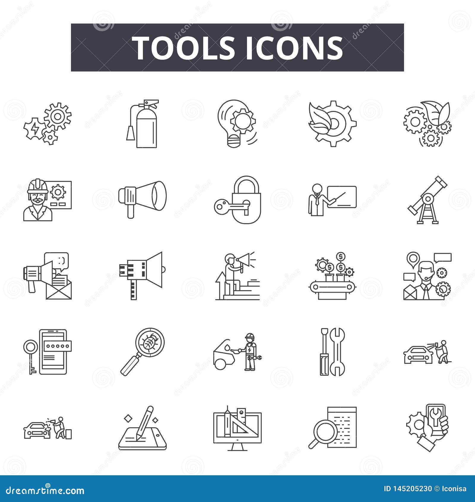 Tools Line Icons, Signs, Vector Set, Outline Illustration Concept Stock ...
