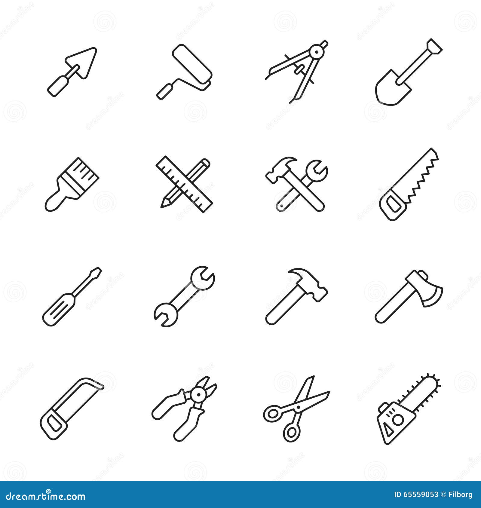 Tools Line Icons stock vector. Illustration of pliers - 65559053