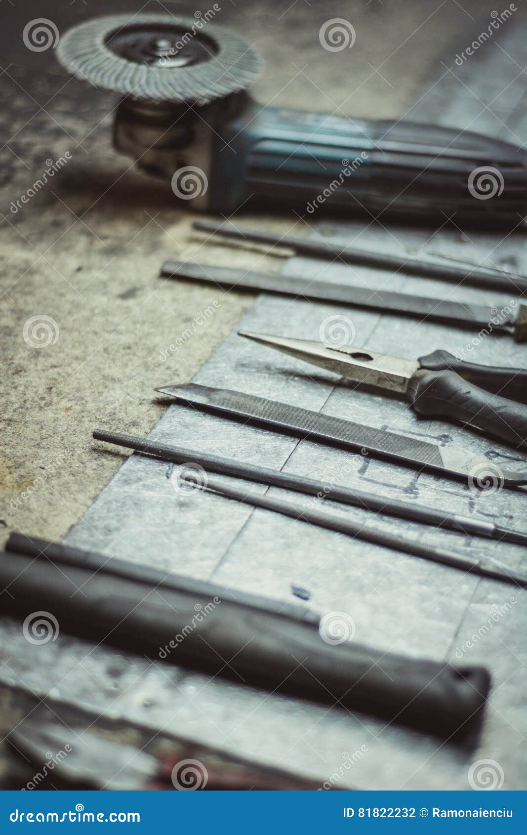 Tools Lined Up on a Metal Surface Stock Photo - Image of metal, working ...
