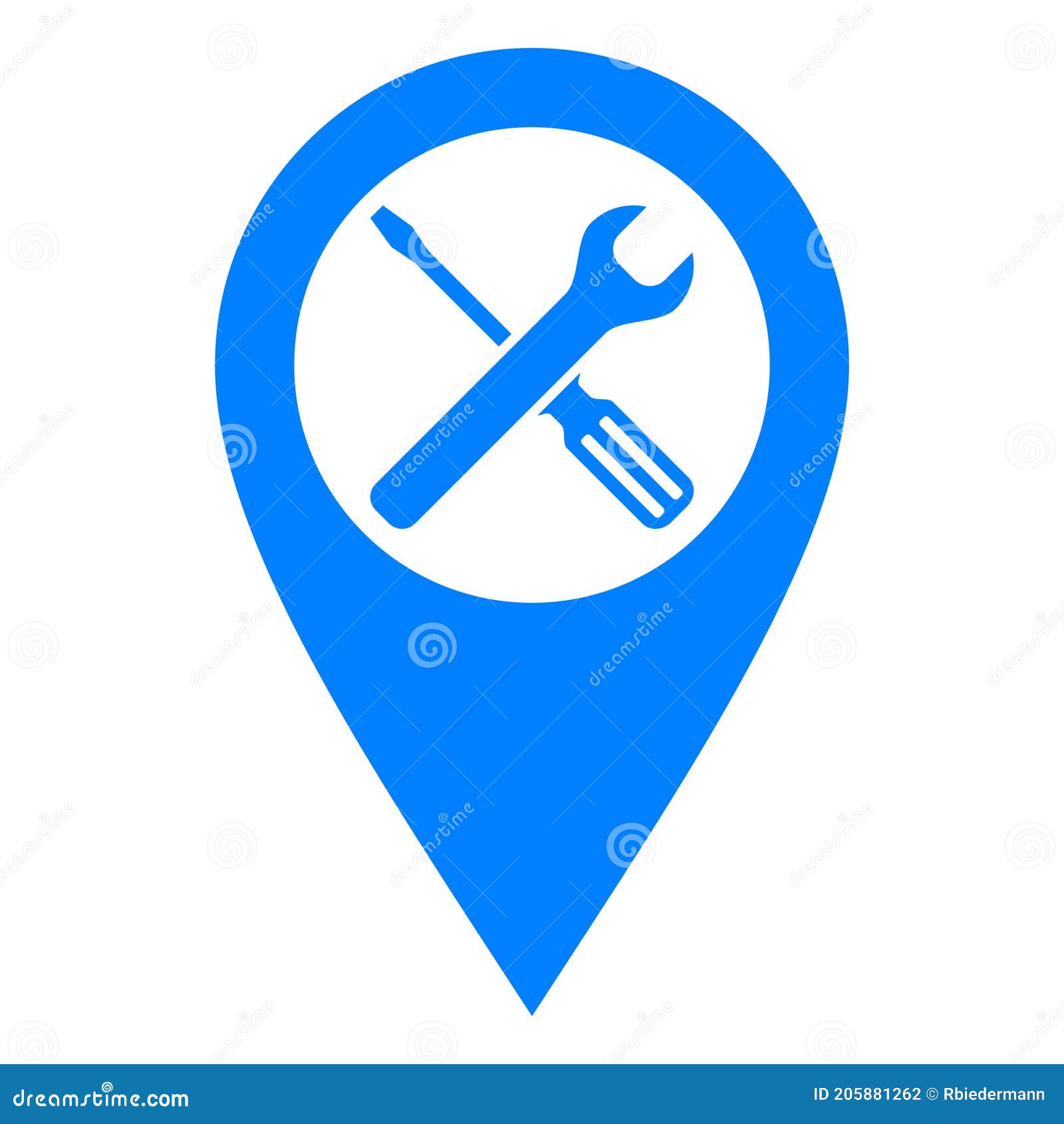 Tools and location pin stock vector. Illustration of pointer - 205881262