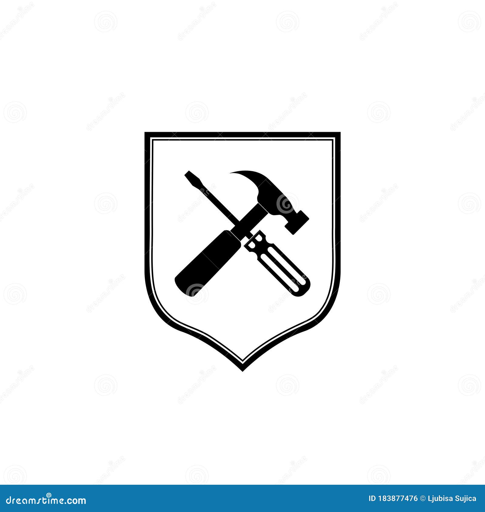 Tools Logo. Tool Icon Shield Isolated on White Background Stock Vector ...