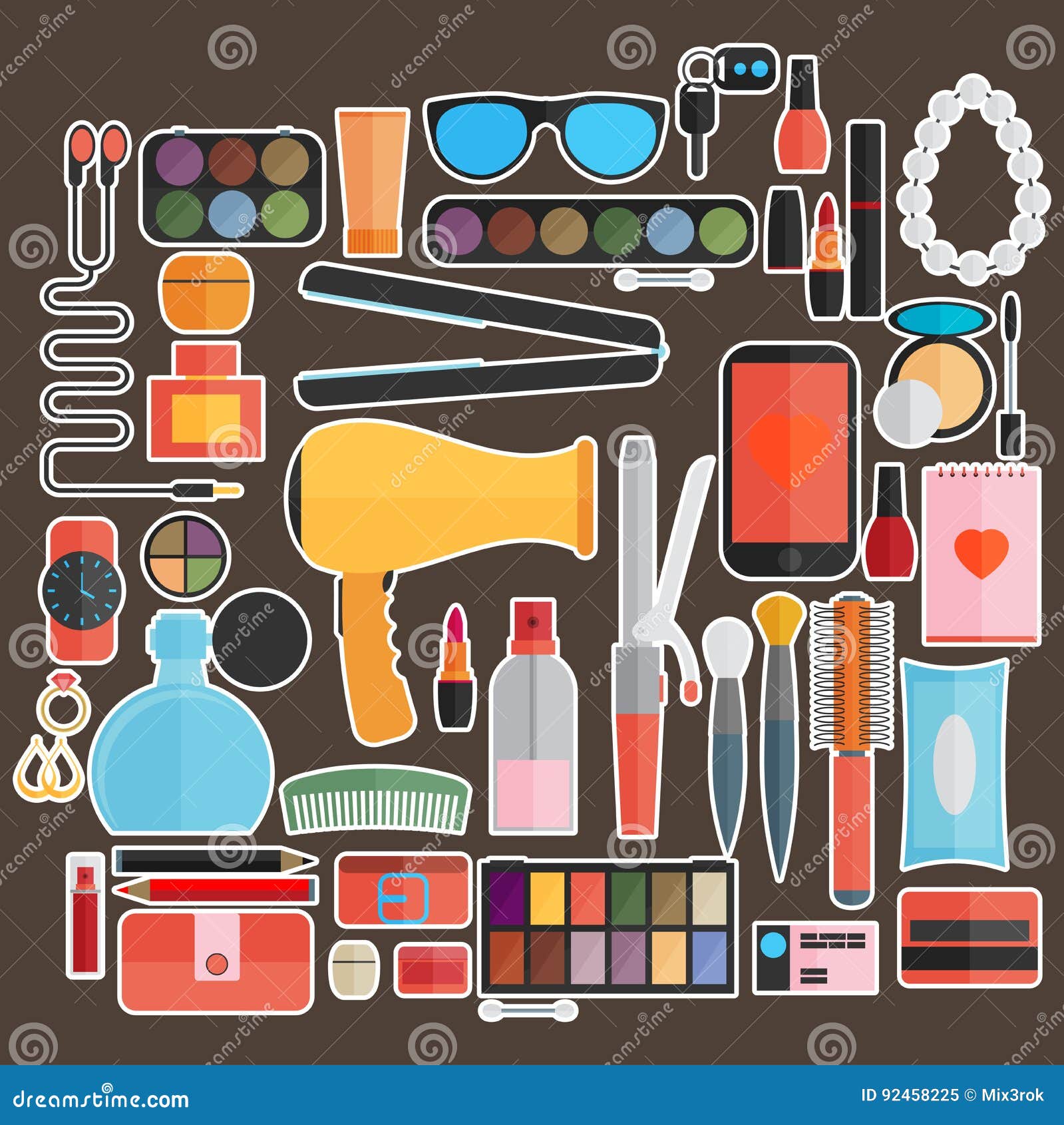 Tools for Makeup. Flat Design. Stock Vector - Illustration of ...